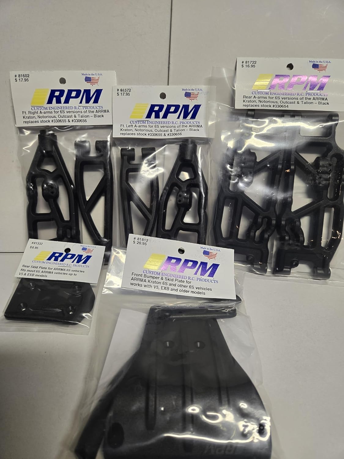 Amazon.com: RPM KIT A Arms Suspension Bumper Skid Rear Front 6s Arrma ...