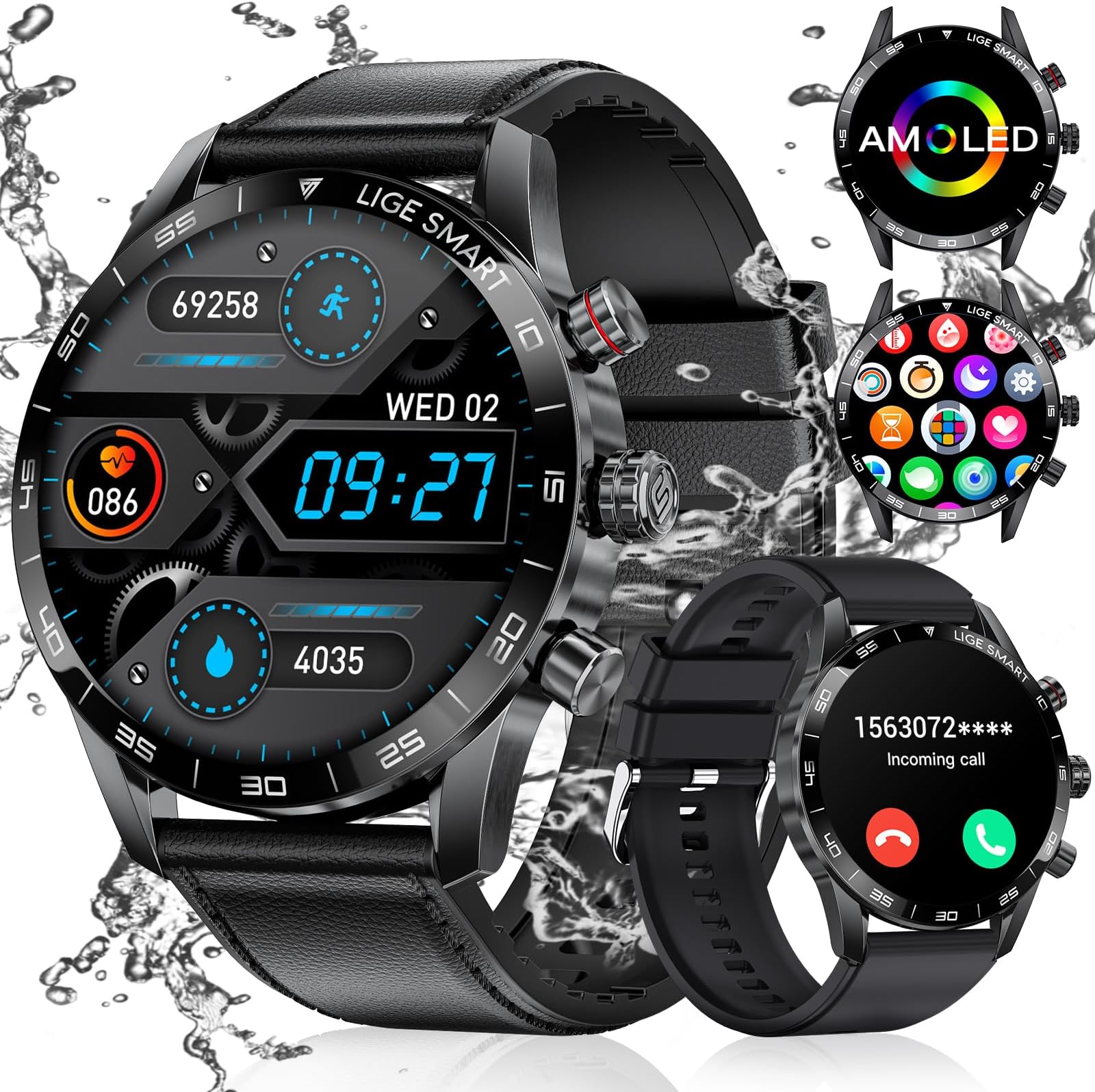 LIGE Smart Watch for Men with Answer/Make Call, 1.43 AMOLED Display ...