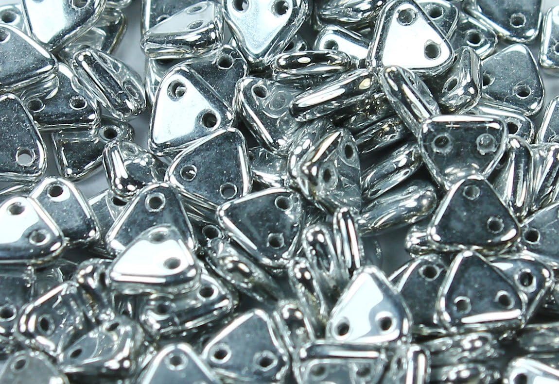 Amazon.com: CzechMates 2-Hole Triangle Glass Beads 6mm Silver 10g ...