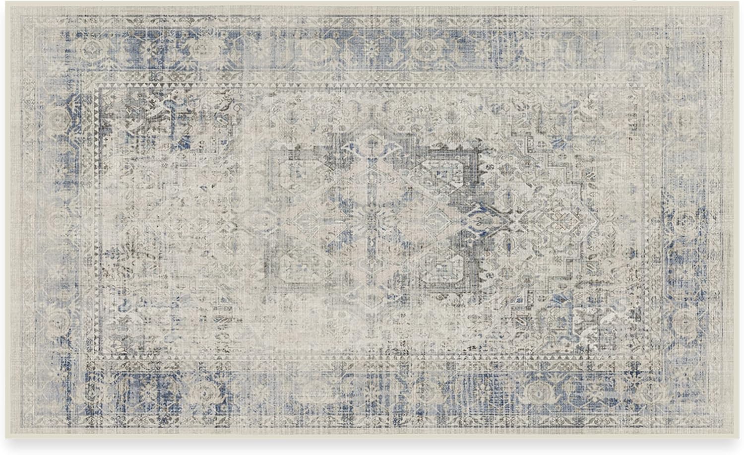 Amazon.com: RUGGABLE Washable Vintage Area Rug – Kamran Blue Quartz 3x5 ...