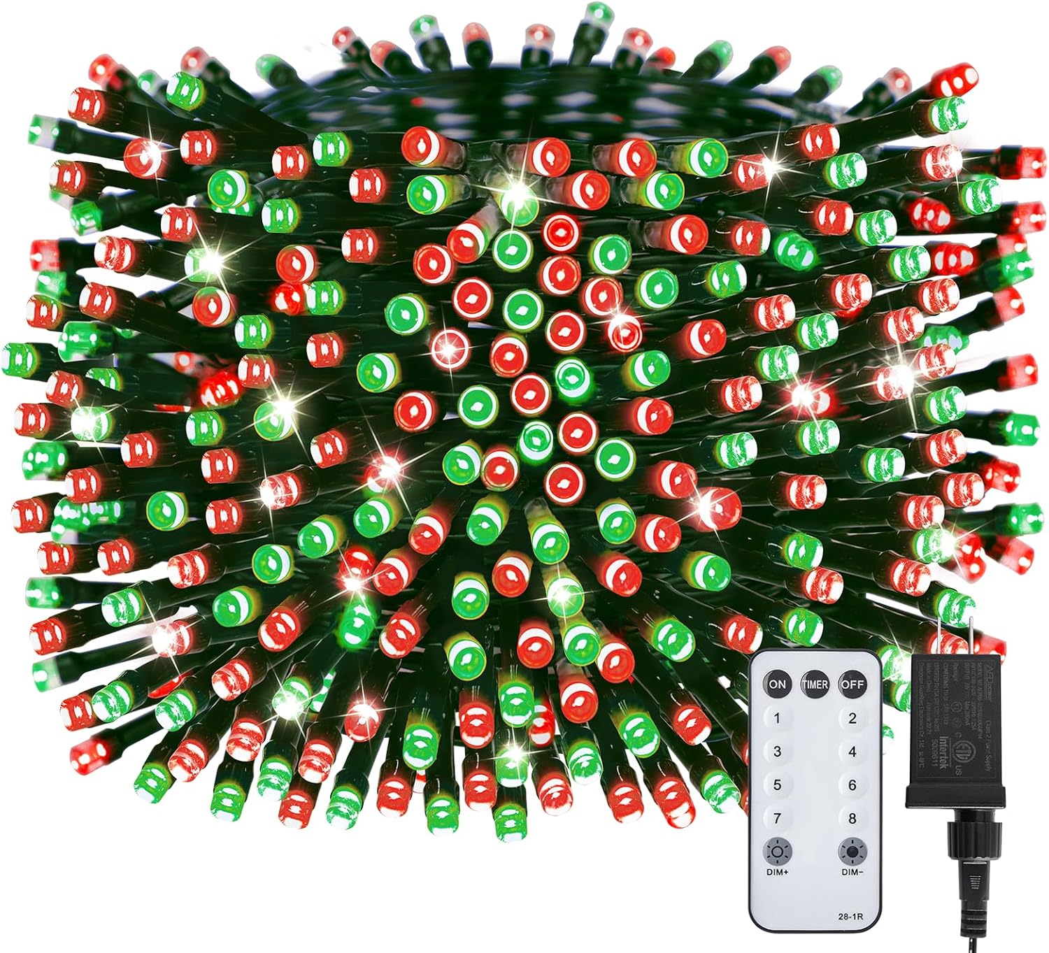 Minetom Red & Green Christmas Lights, 66ft 200 LED Outdoor Christmas ...