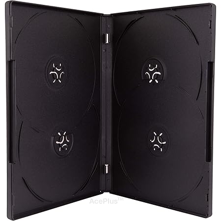 Amazon.com: AcePlus Quad 4-Disc Black DVD Cases in 14mm Standard ...