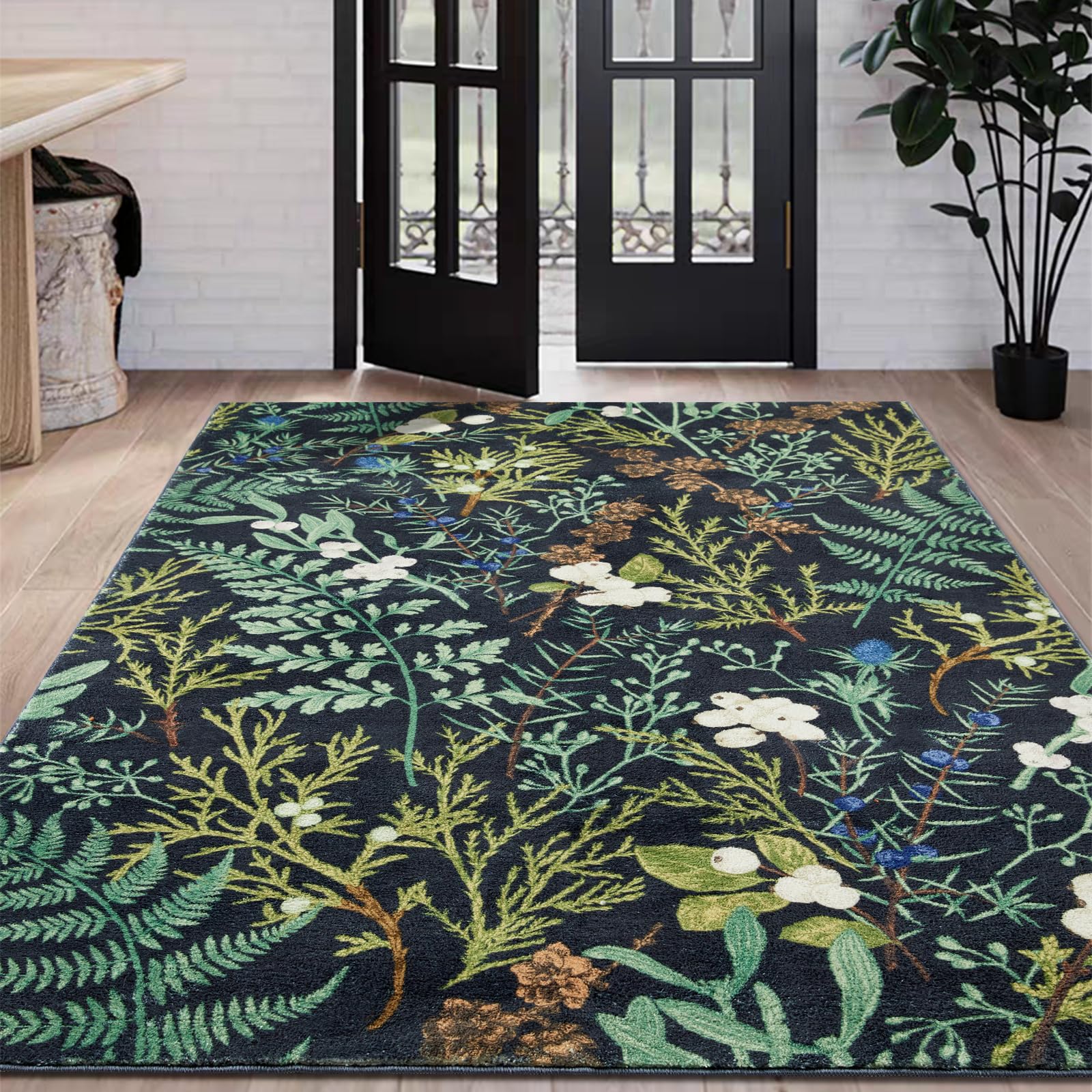 Amazon.com: Vintage Botanical Botanical Floral 5x7 Area Rug Washable ...