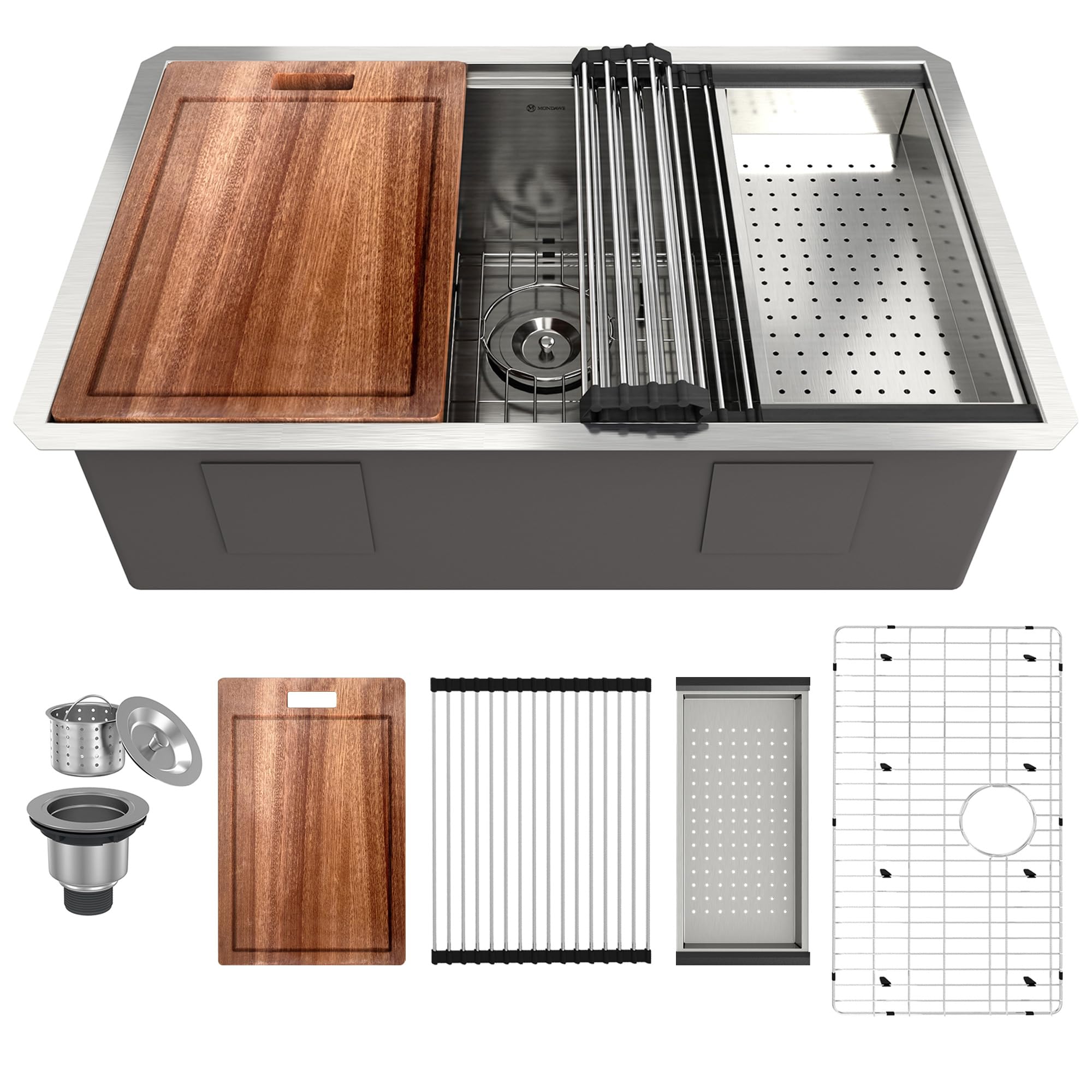 MONDAWE 30 inch Undermount Kitchen Sink, SUS 304 Stainless Steel Single ...