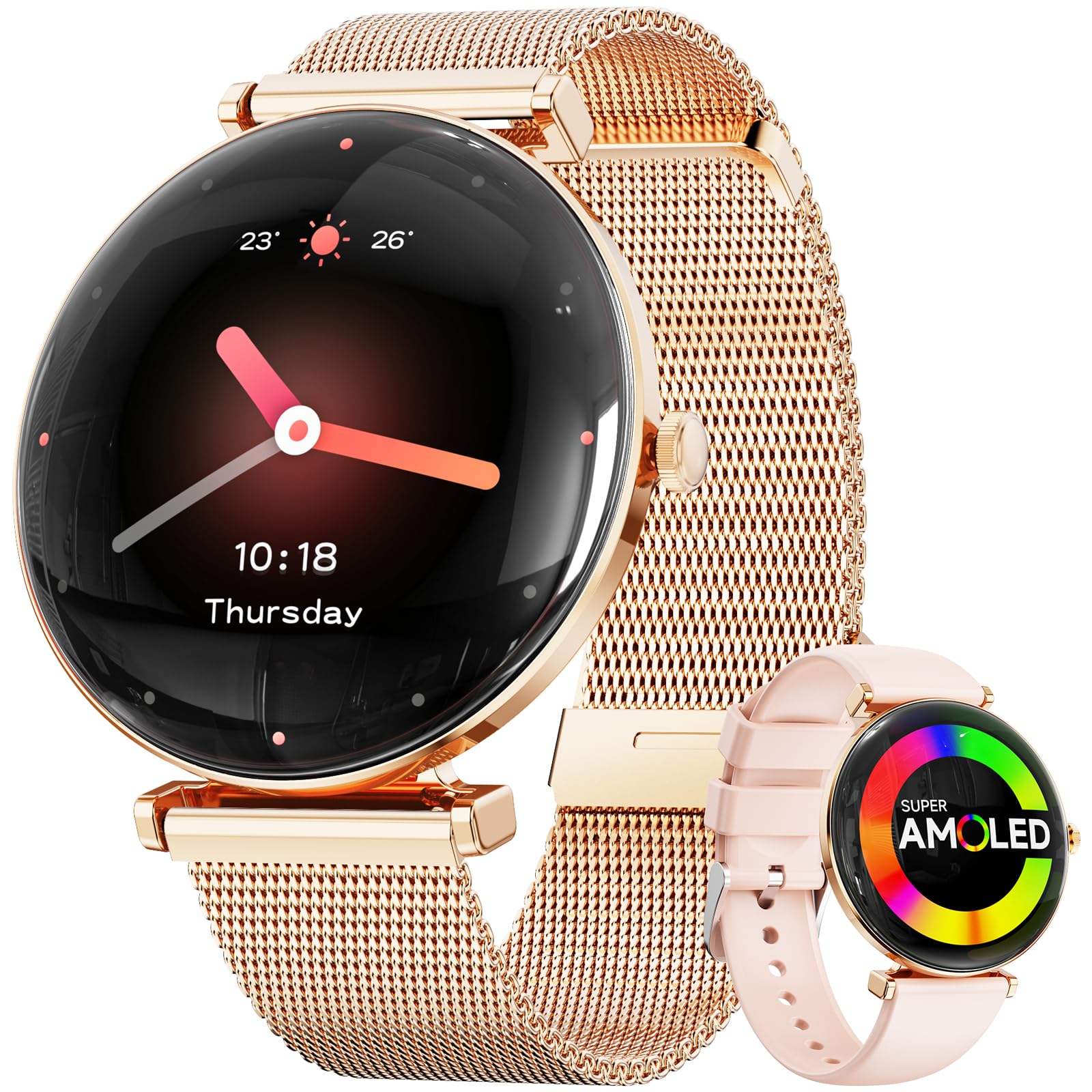 Smart Watch for Women with Call/Answer/Big Dial/ 2 Bands,1.43" AMOLED ...