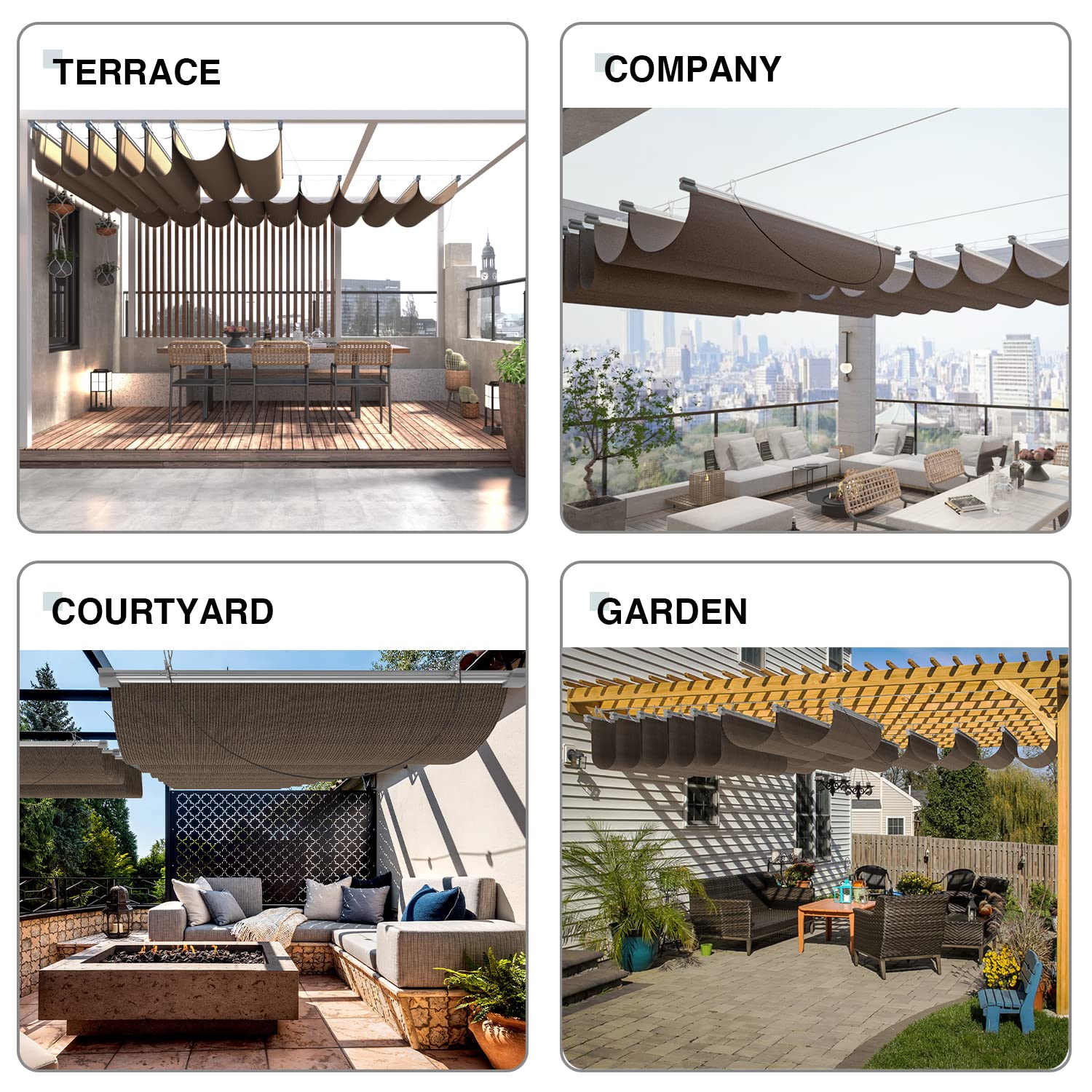 Snapklik.com : ECOOPTS 3x16 Retractable Wave Sun Shade Canopy Pergola ...