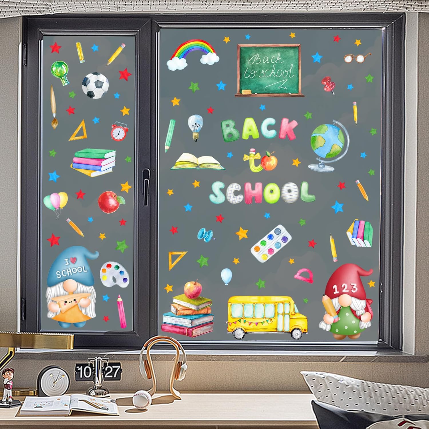 Amazon.com: AnyDesign 9 Sheets Back to School Window Clings Watercolor ...