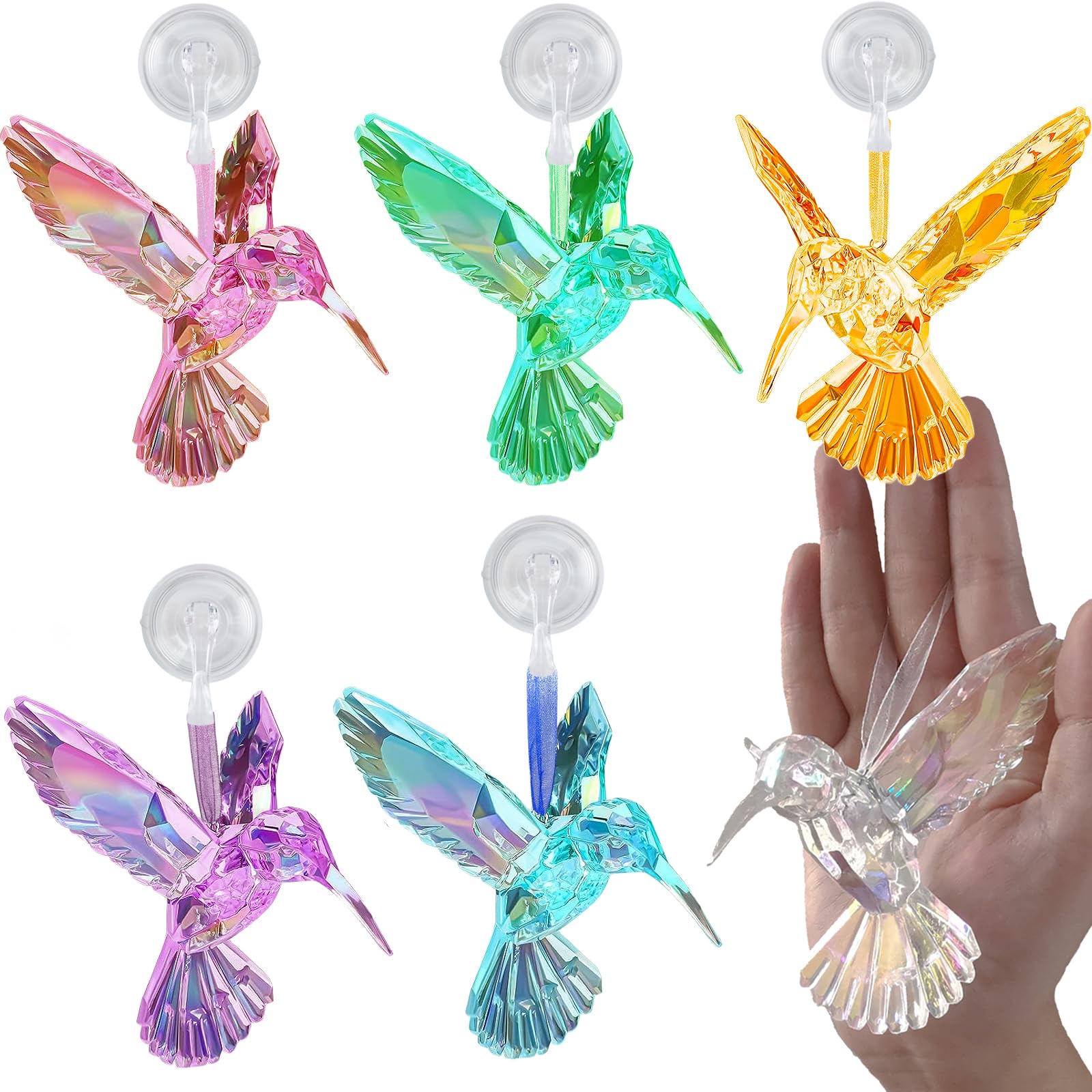Amazon.com: 6 Pcs in 6 Colors Set Shiny Iridescent Hummingbird Hanging ...