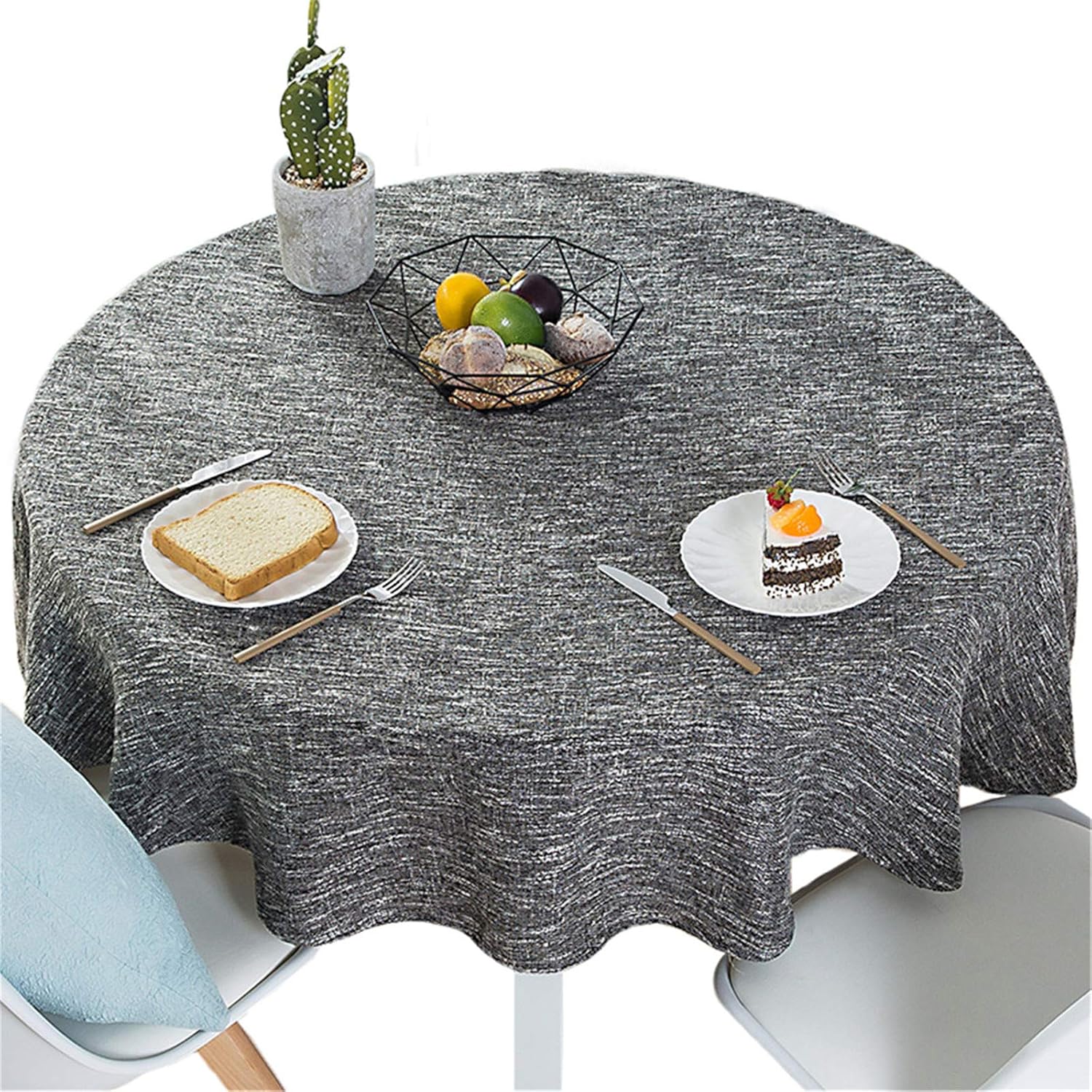 Amazon.com: Bettery Home Cotton Linen Solid Color Tablecloth Round ...