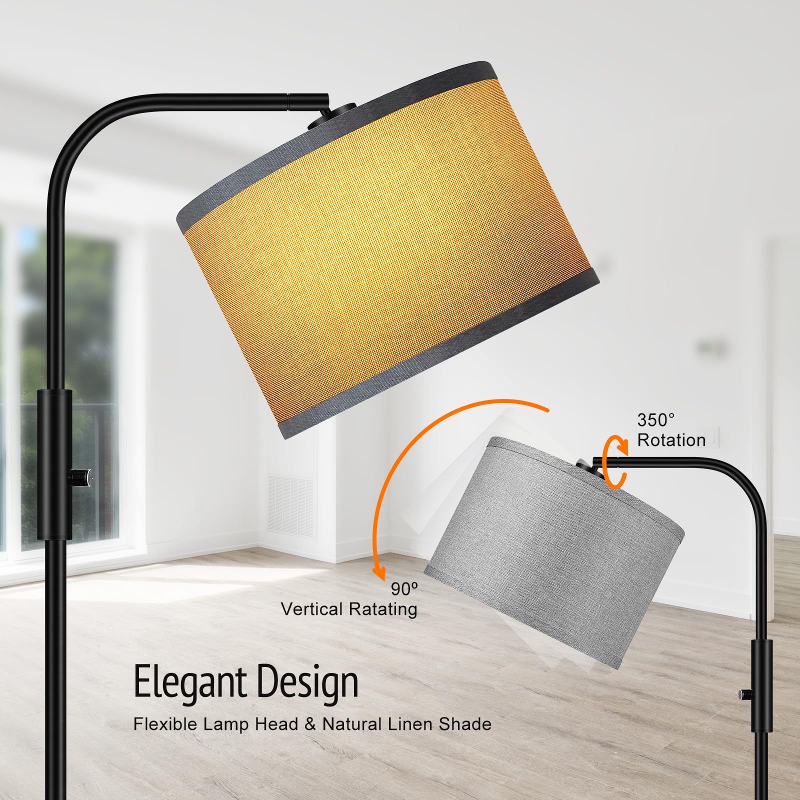 Dimmable Floor Lamp,Modern Standing Lamp with LED Bulb(1000LM,2700K ...