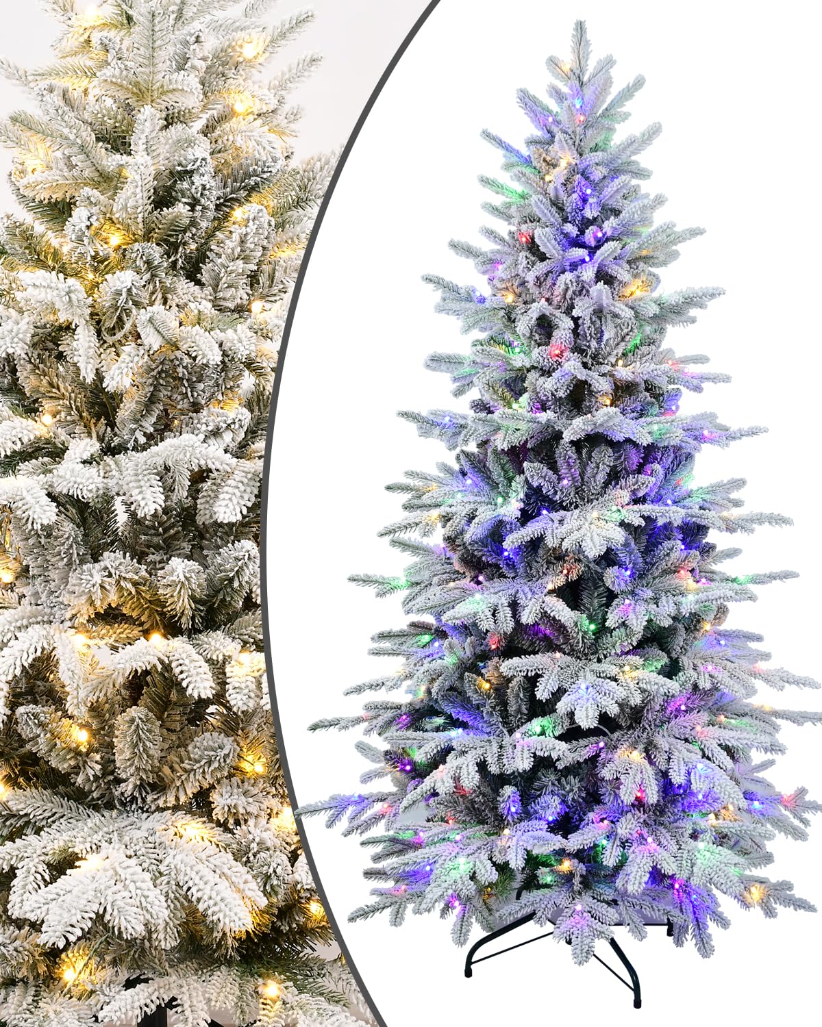 Amazon.com: 4ft Flocked Pre-lit Christmas Tree, Leheyhey Artificial ...