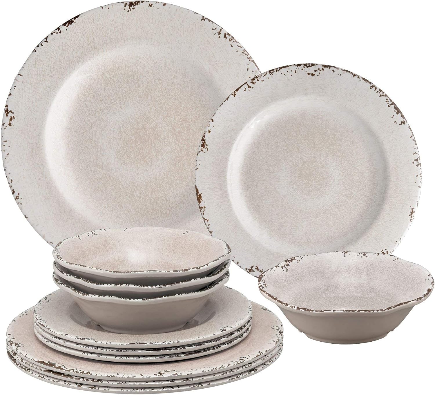 Amazon.com | UPware 12-Piece Melamine Dinnerware Set, Includes Dinner ...