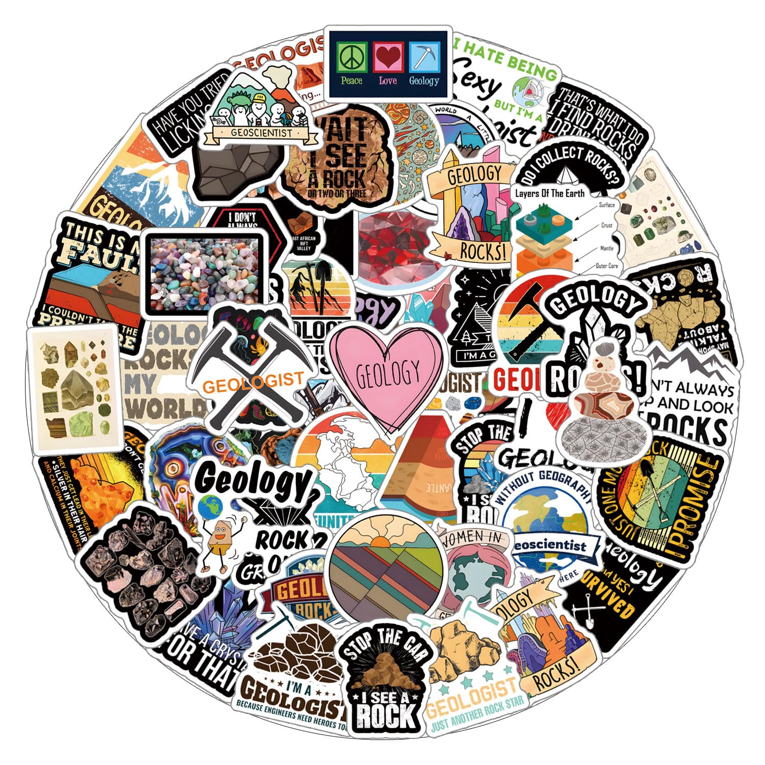 Amazon.com: 62Pcs Geology Stickers Pack, Cute Cartoon Graffiti Vinyl ...