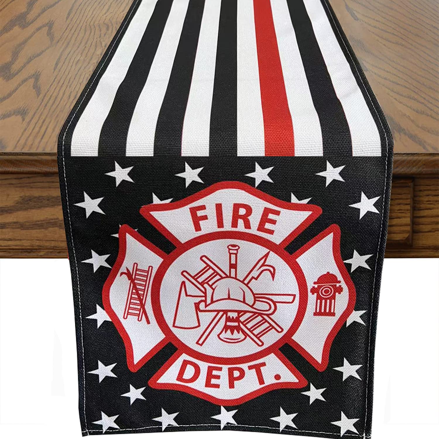 Amazon.com: Firefighter Theme Table Runner,Firefighter Fireman Theme ...