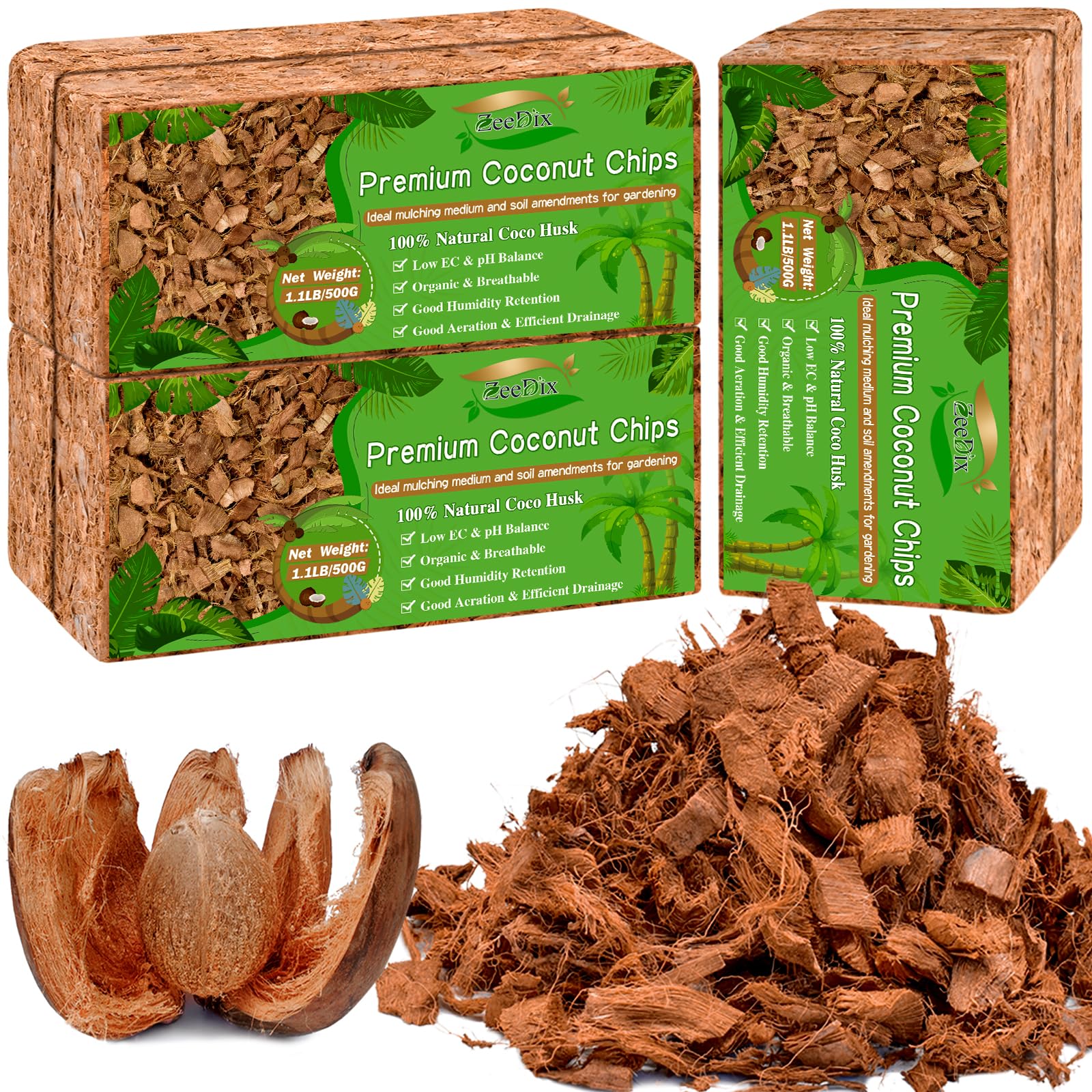 Amazon.com : ZeeDix 6 Pcs Coco Coir Chips, 6.6 LBS Coco Chips Bricks ...