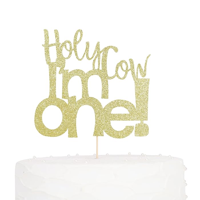 Buy Holy Cow I’m One Cake Topper - Twinkling Barnyard Smash Cake Topper ...