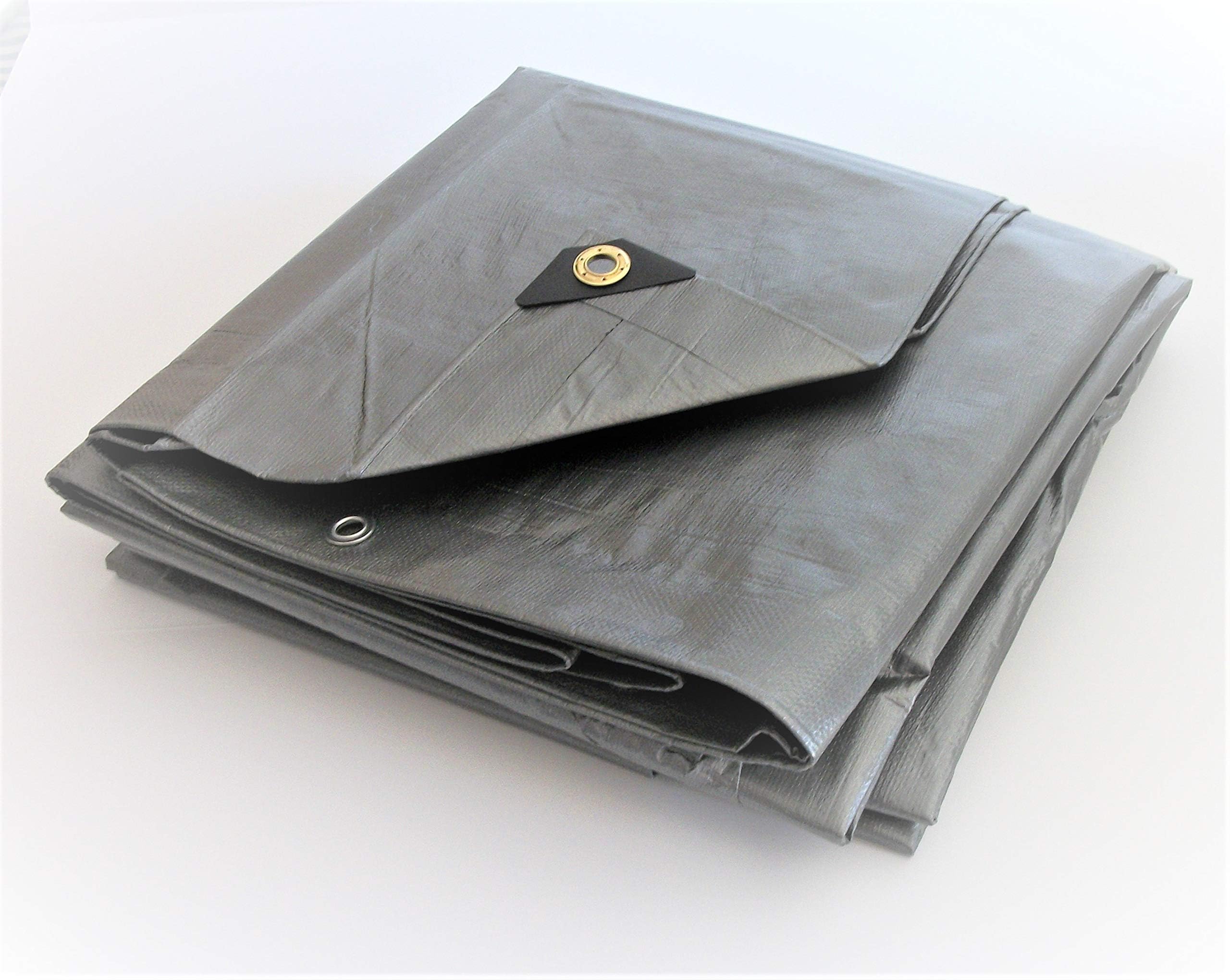 6' x 12' Silver Heavy Duty Waterproof 12 mil Poly Tarp with Grommets ...