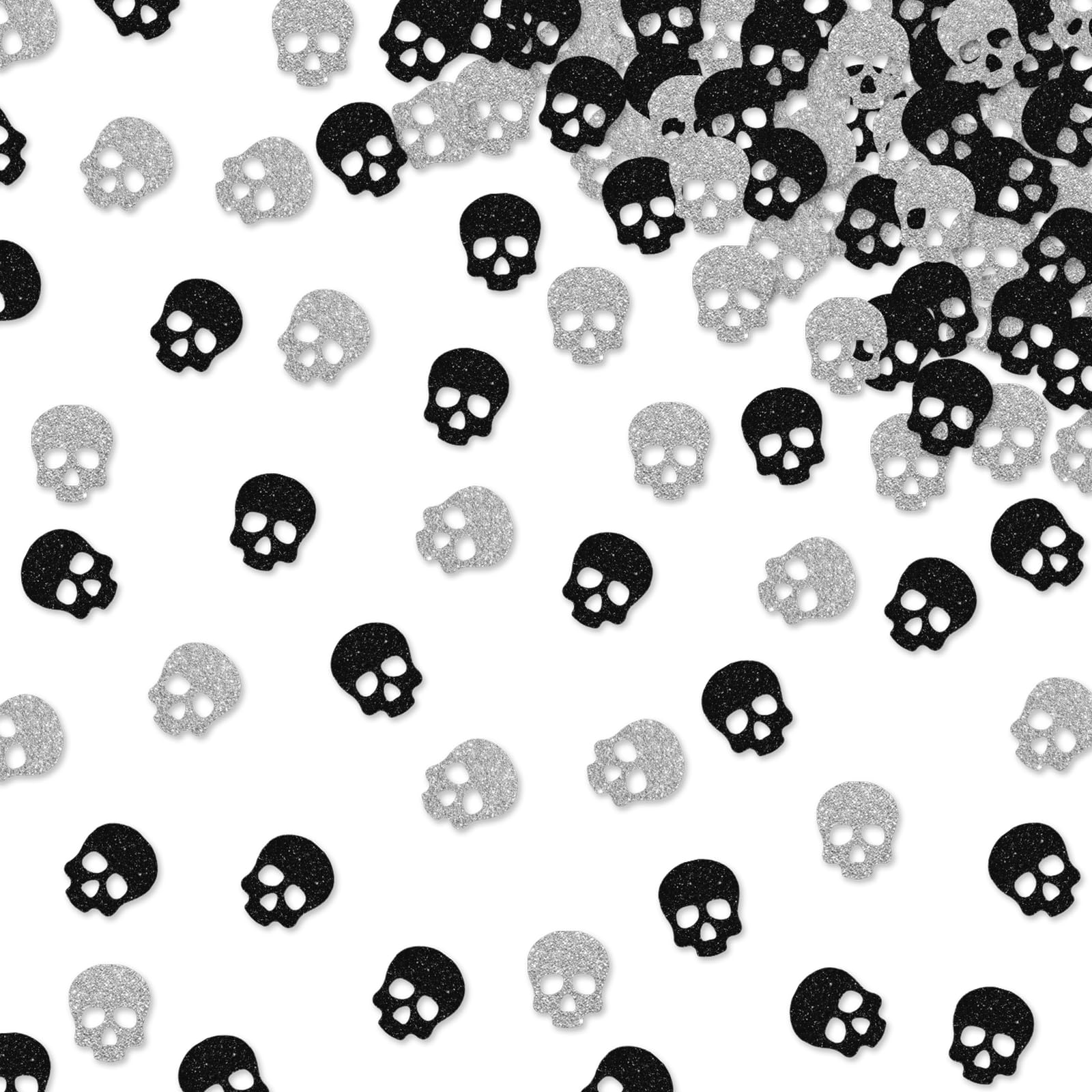 Amazon.com: 120pcs Skull Confetti, Skeleton Paper Scatter, Silver&Black ...