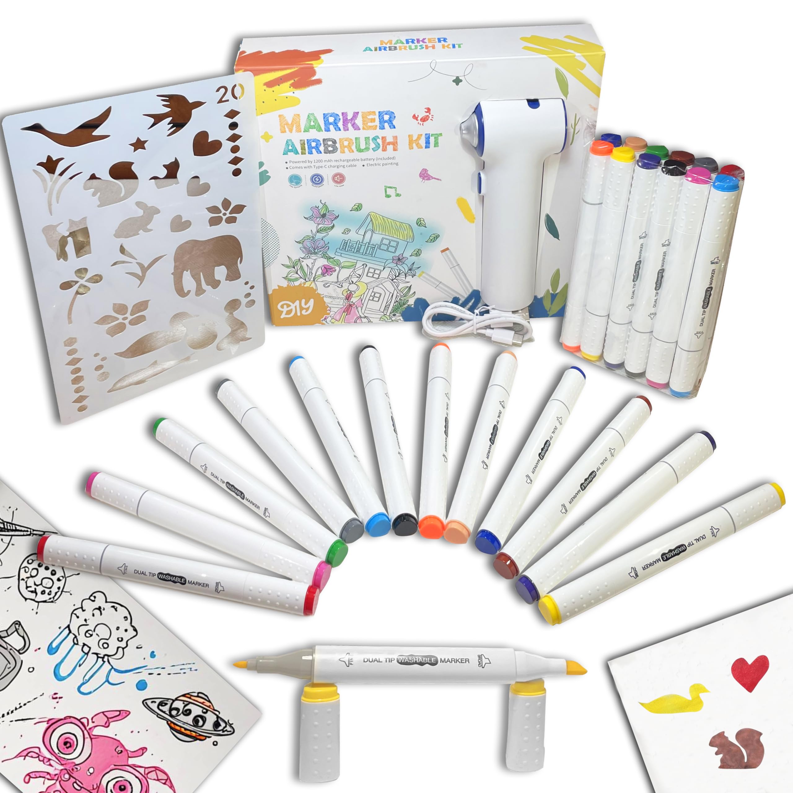 Amazon.com: BECUSSITTA Airbrush Marker Sprayer Set for Kids - 24 ...