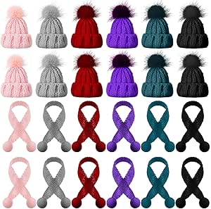 Amazon.com: Bencailor Mini Knitting Hats and Mini Christmas Scarf Set ...