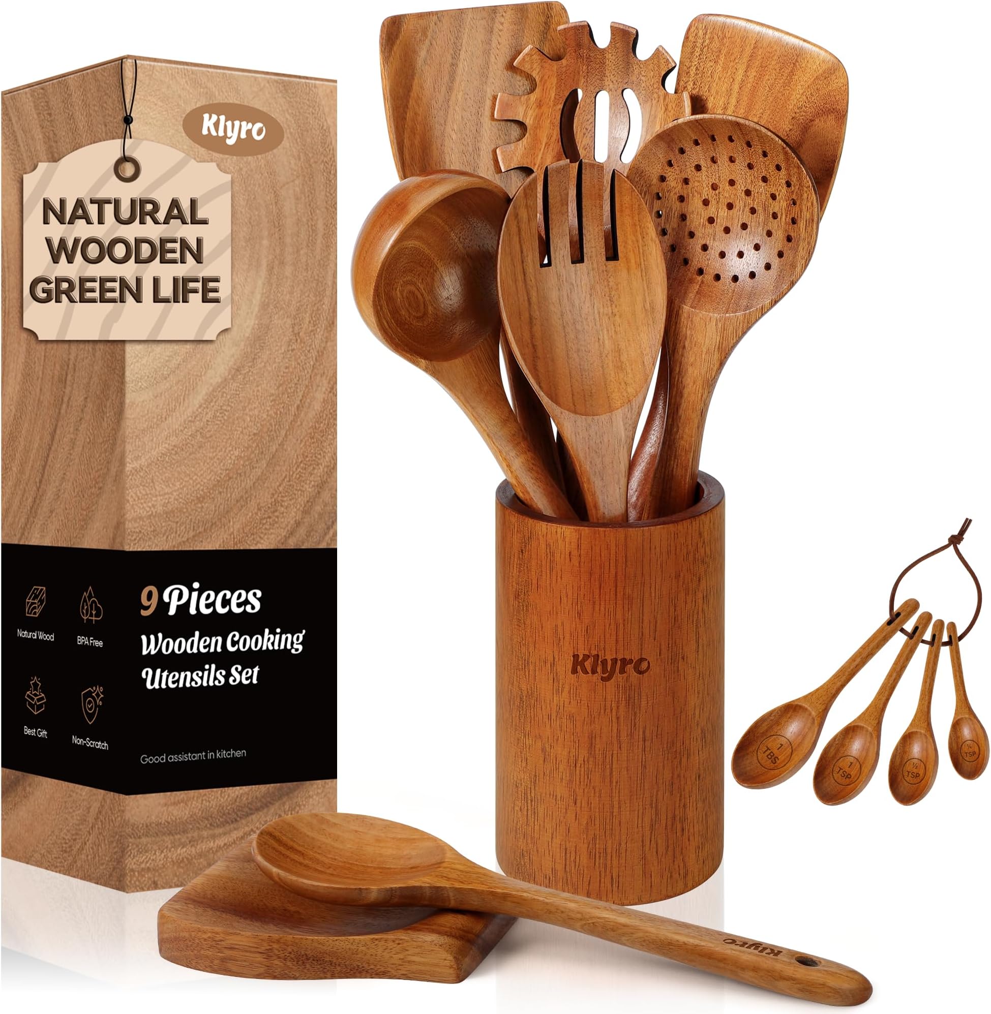 Amazon.com: Zulay Kitchen 6-Piece Wooden Spoons for Cooking - Smooth ...