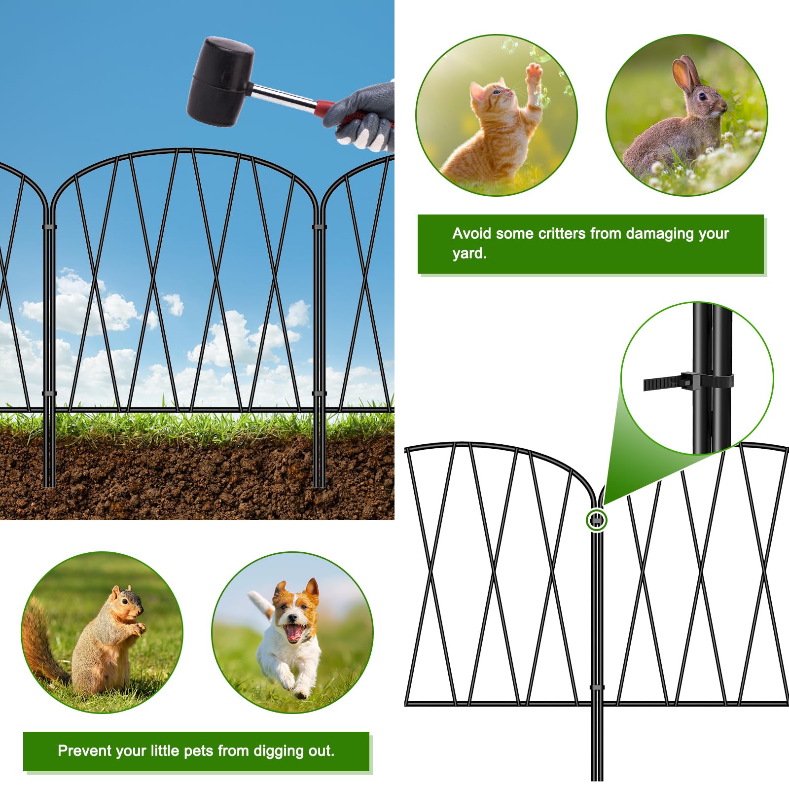 Snapklik.com : Garden Fence Animal Barrier, 25 FT Metal Wire Fencing ...