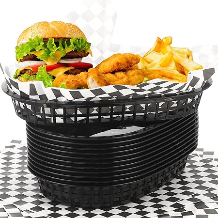Amazon.com: Uiifan 24 Pcs Fast Food Baskets with 100 Deli Liners Deli ...