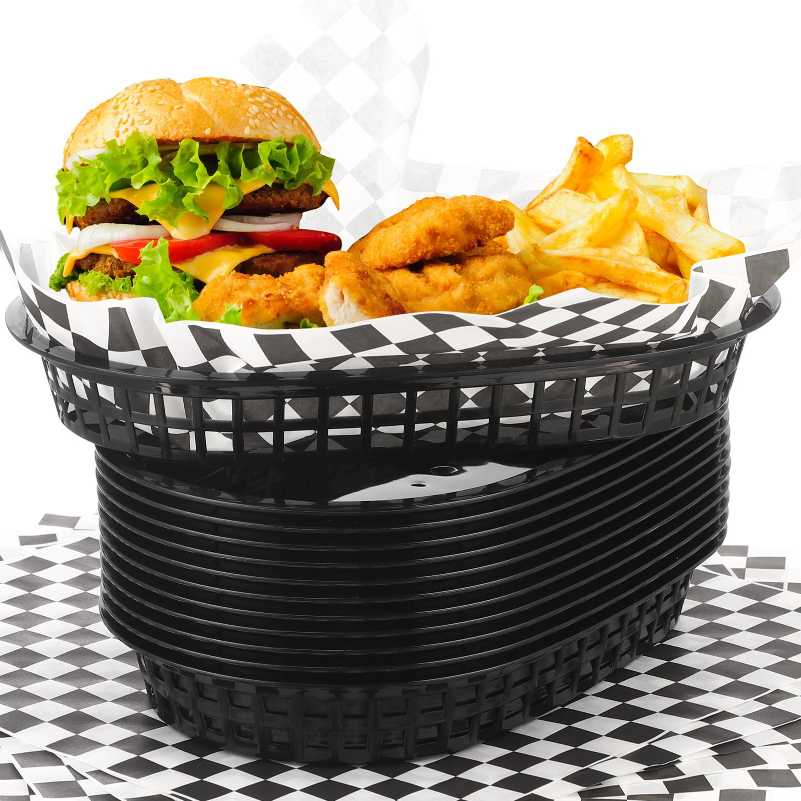 Amazon.com: Uiifan 24 Pcs Fast Food Baskets with 100 Deli Liners Deli ...