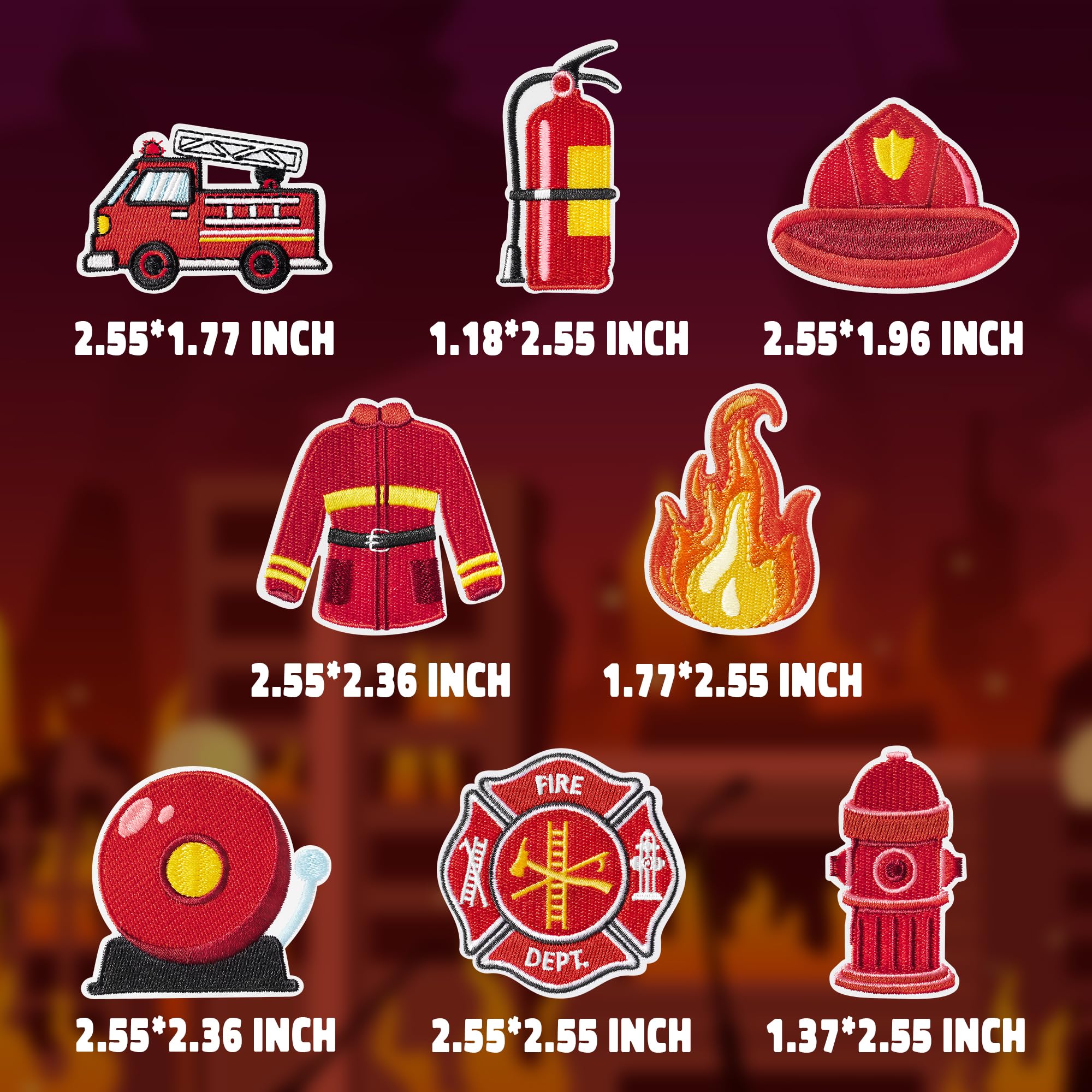 Snapklik.com : 8Pcs Firefighter Iron On Patches Cartoon Firetruck Fire ...