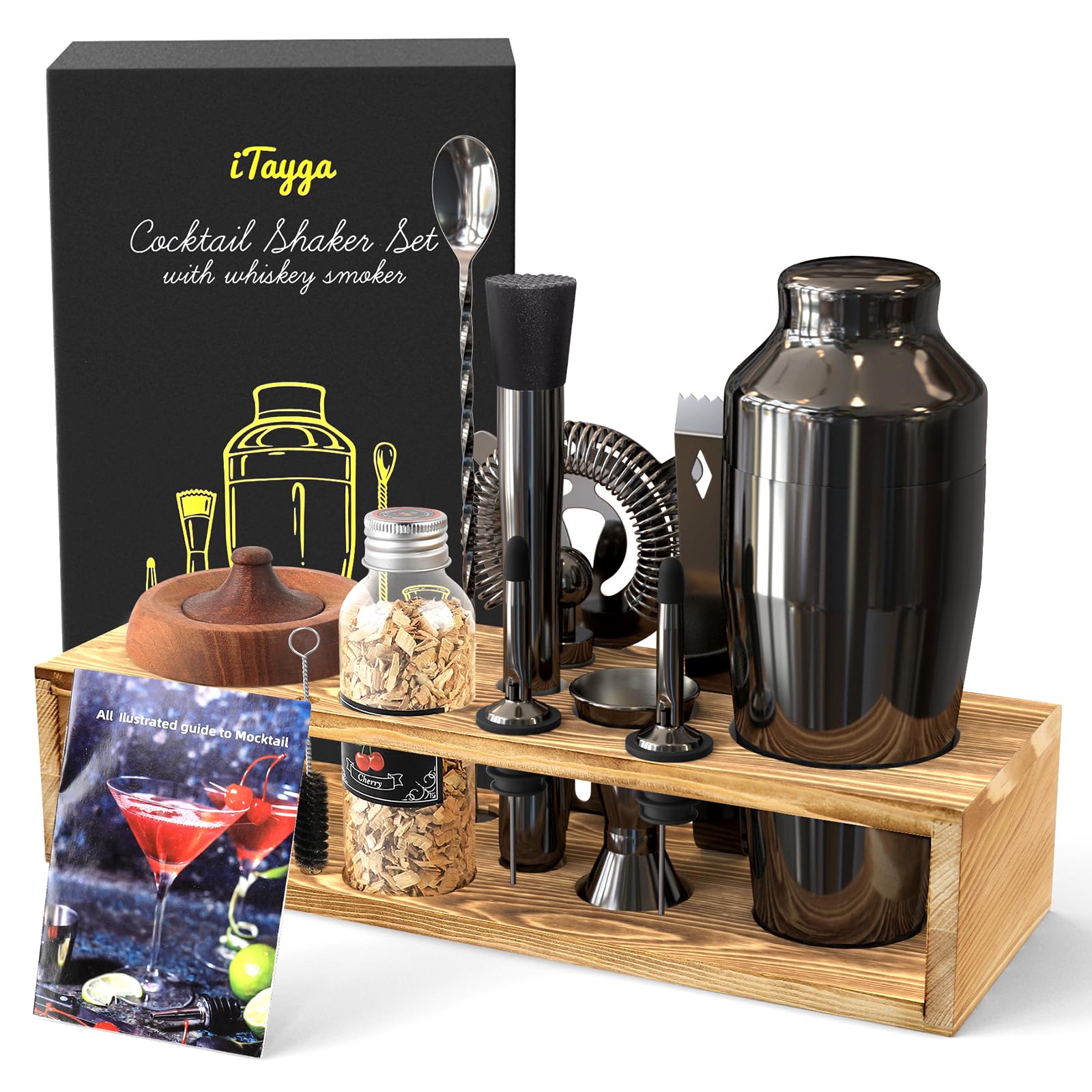 Amazon.com: Bartender Kit with Cocktail Smoker Kit -15 pcs, iTayga Bar ...
