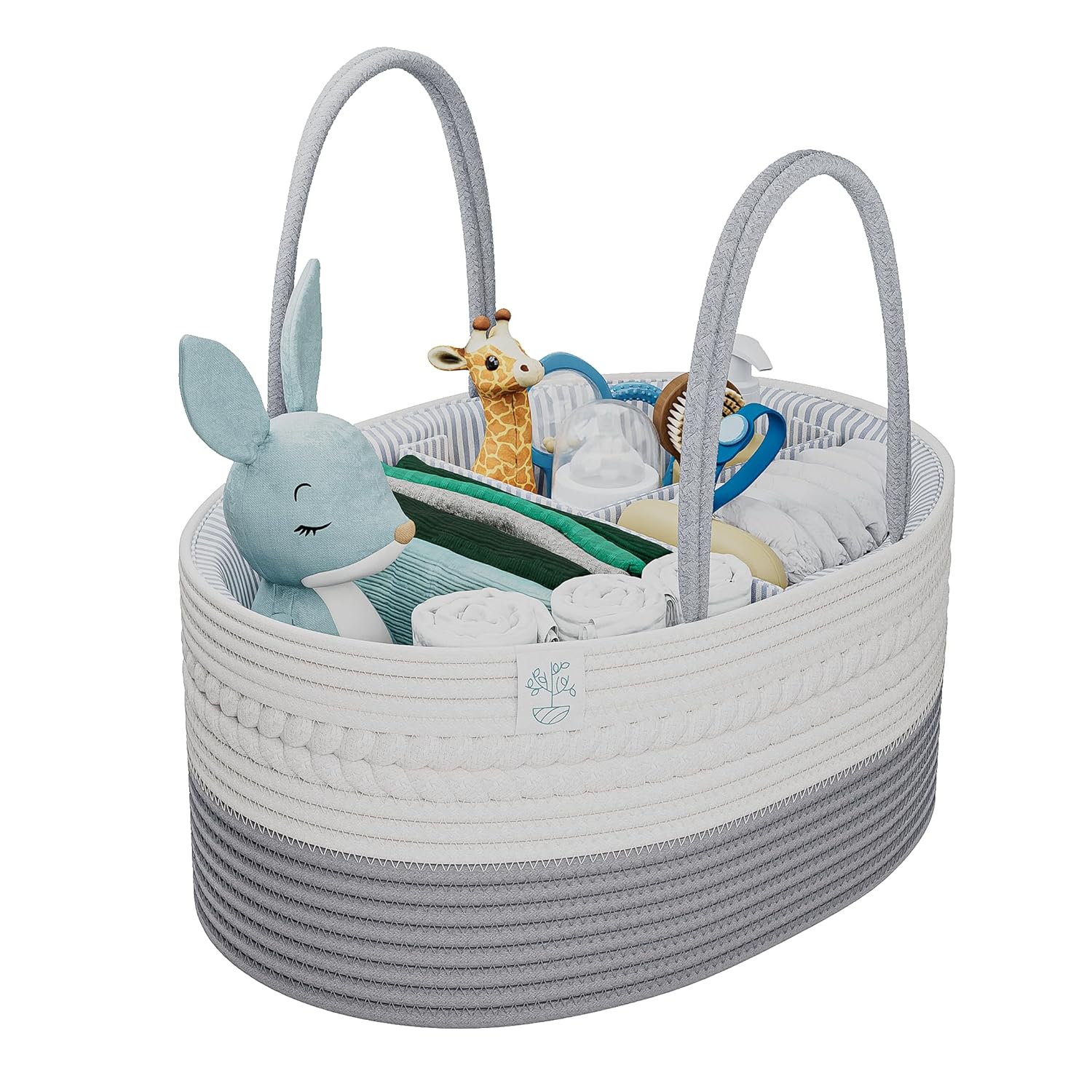 Amazon.com : Kiddycare Woven Diaper Caddy Basket with Handle Lid ...