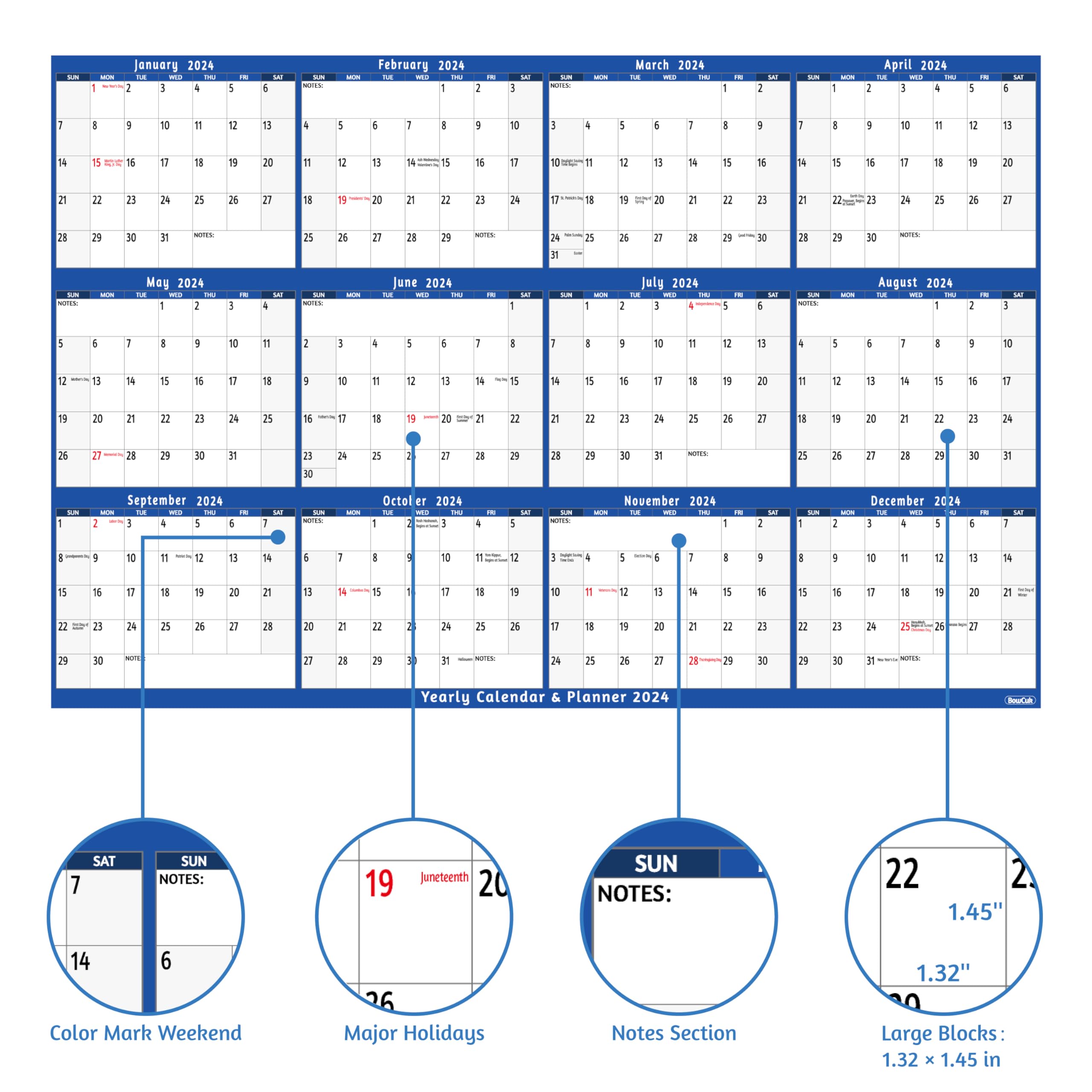 Snapklik.com : 2024 Yearly Wall Calendar - Large Yearly Calendar 2024 ...