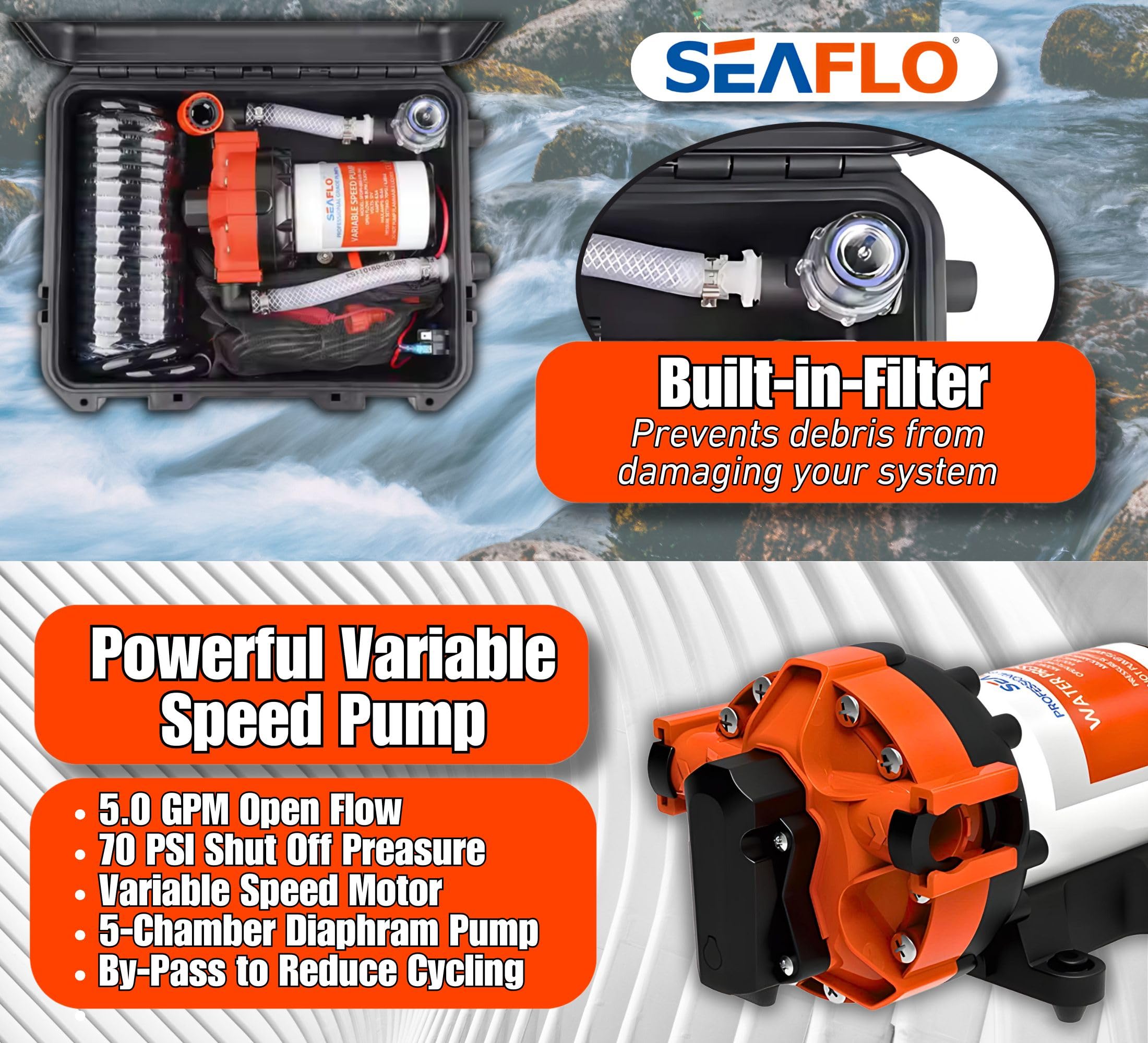 Snapklik.com : SEAFLO 56 Series Portable Washdown Pump Kit - 12V, 5.0 ...