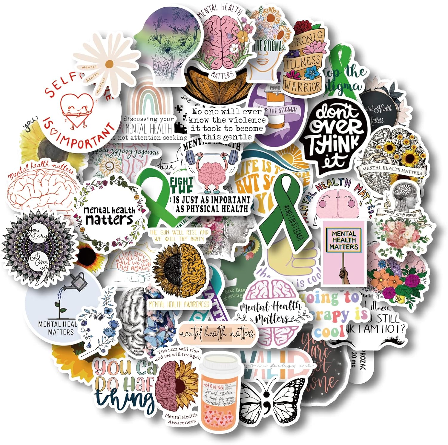 Amazon.com: AOWDIAO Mental Health Awarness Stickers, Mental Health ...