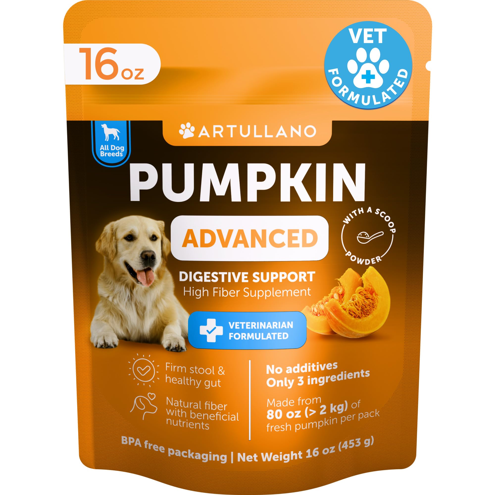 Amazon.com : Pumpkin Powder for Dogs Digestive Support - 16 OZ - Fiber ...