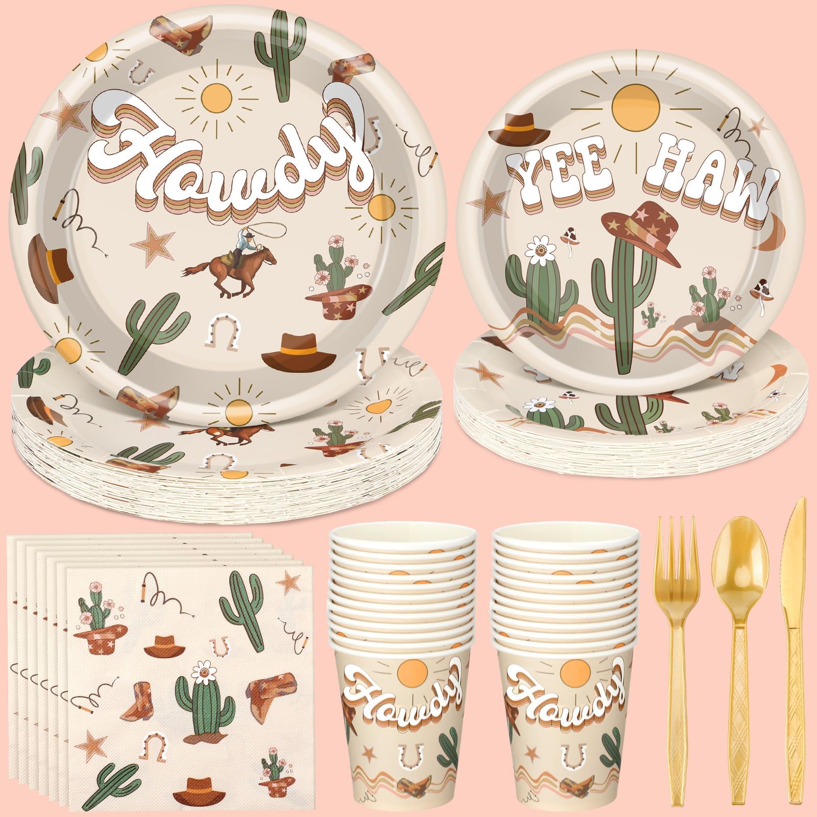 Amazon.com: xo, Fetti Western Rodeo Paper Plates - 24 pk, 9" | Cowboy ...