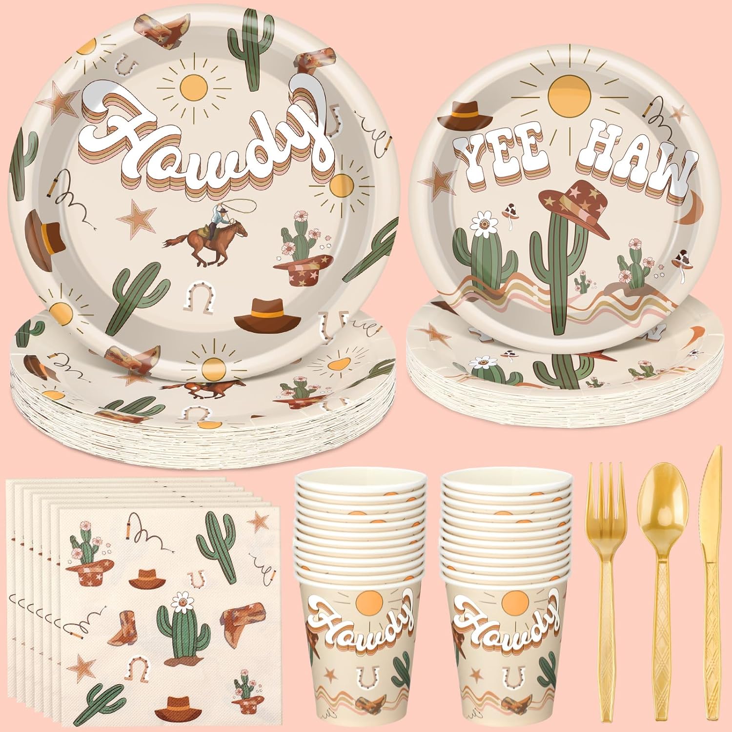 Amazon.com: Romooa 168 Pcs Boho Western Rodeo Birthday Party Supplies ...