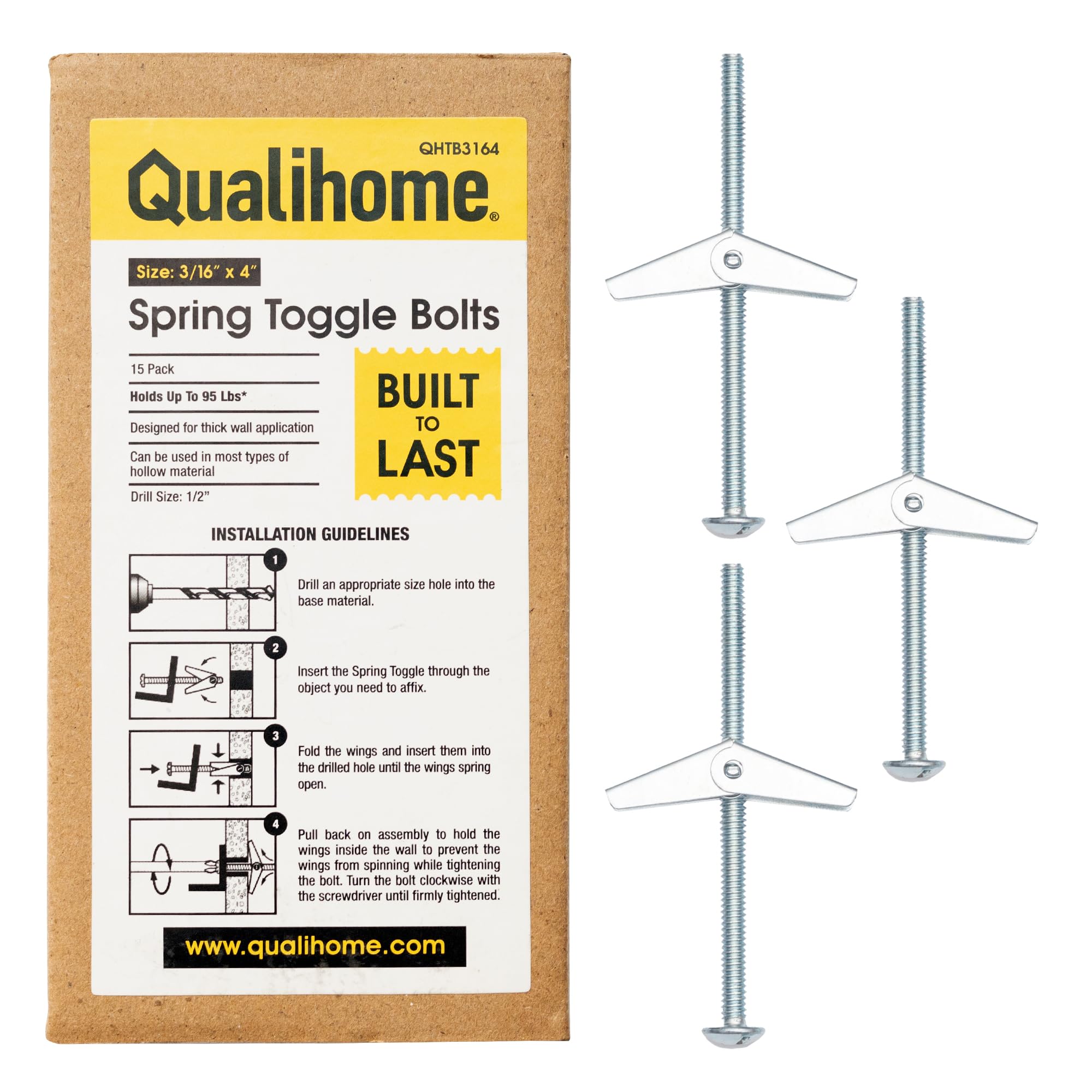 Snapklik.com : QUALIHOME Spring Toggle Bolt Anchors - Heavy Duty Wall ...