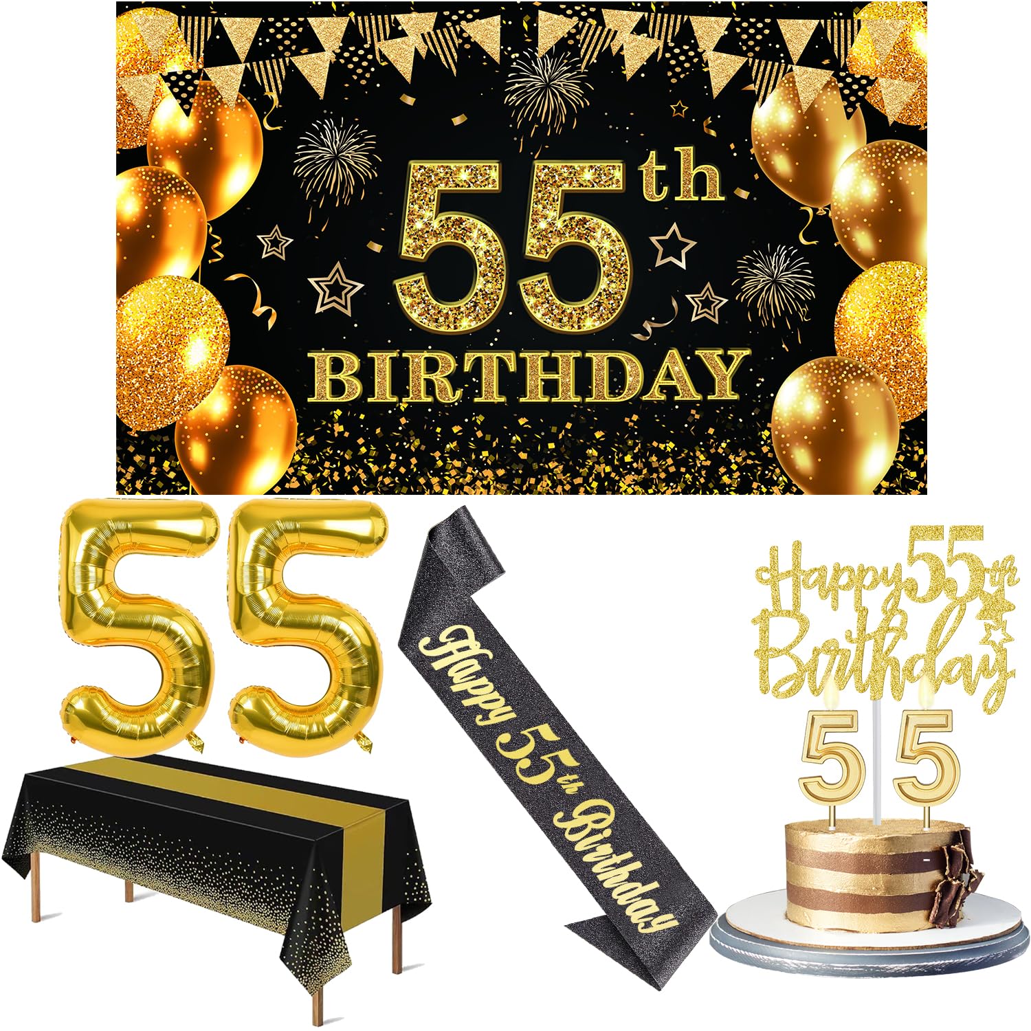 Amazon.com: 55th Birthday Decorations for Men Women with 55th Birthday ...