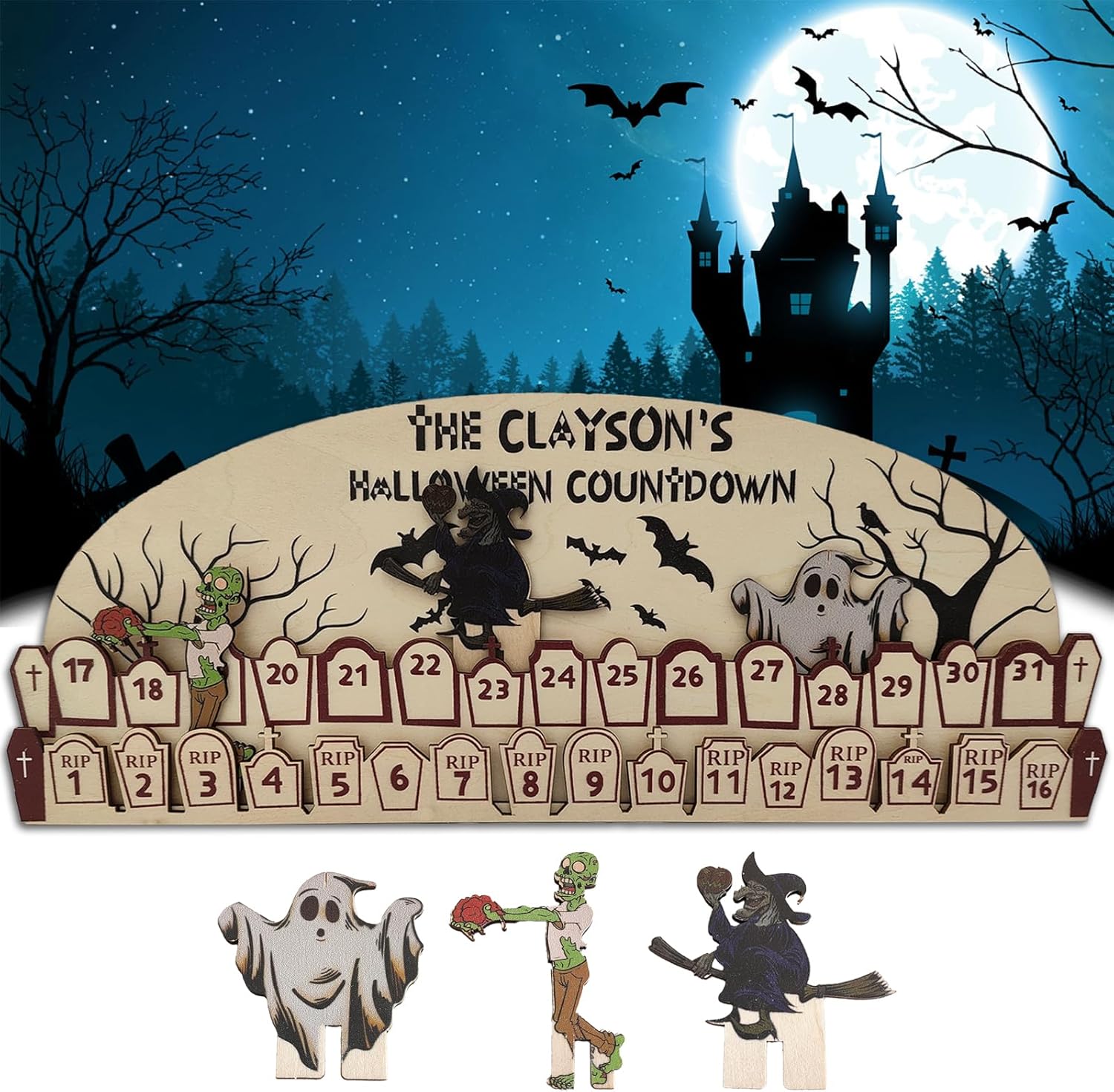 Amazon.com: Halloween Advent Calendar, 2023 New Halloween Countdown Sign with Detachable Witch ...