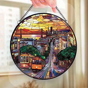 Amazon.com: San Francisco City, California Stained Glass Suncatcher ...