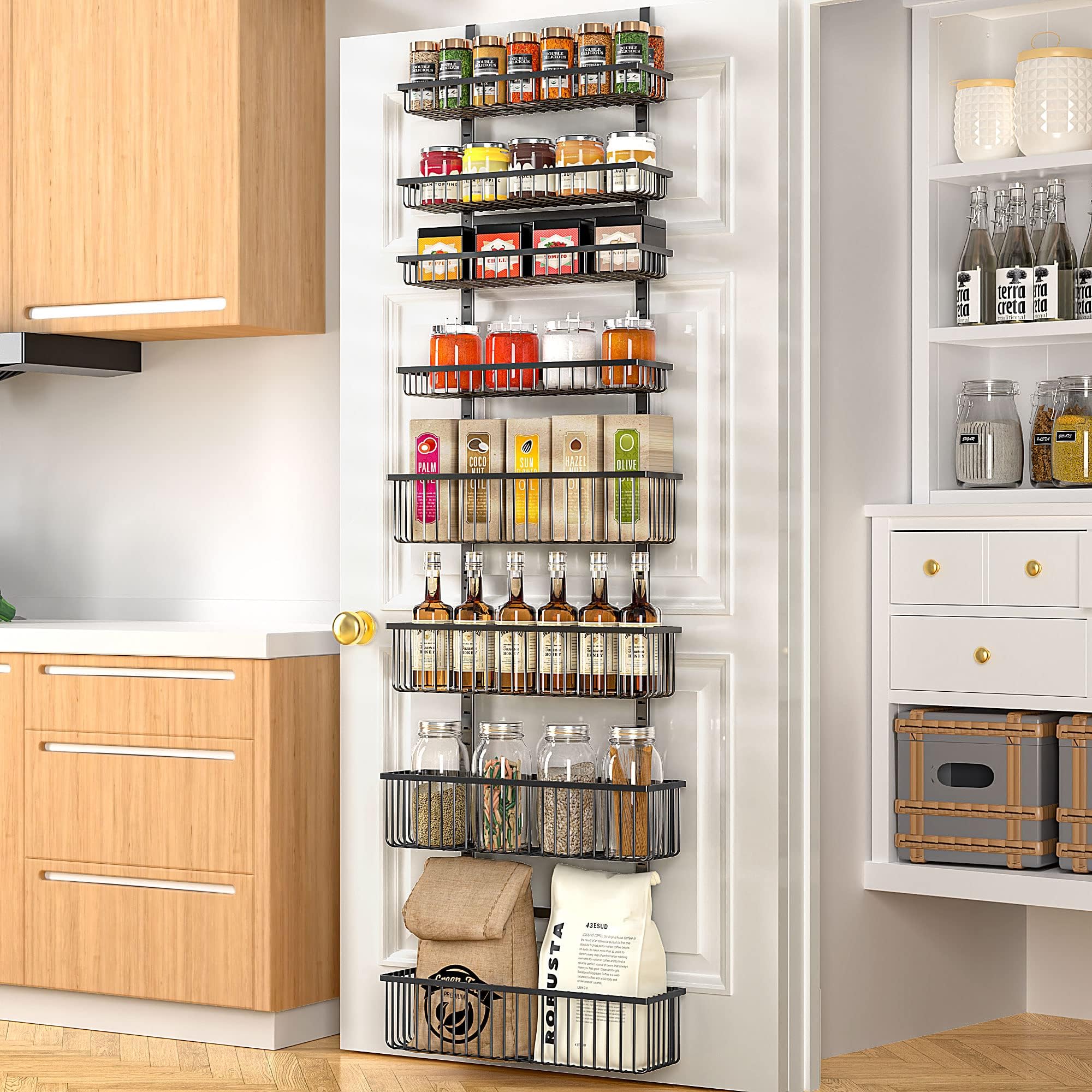 Amazon.com: Jumbl 24" Wide Adjustable Door/Wall Mount Hanging Spice ...