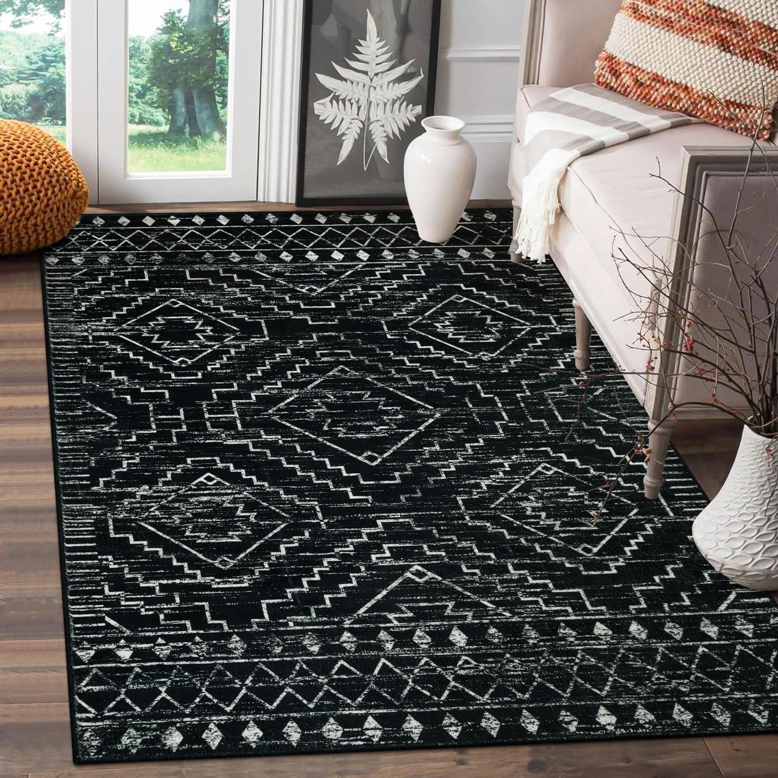 Amazon.com: African mud Cloth Black and White Area Rugs Non-Slip Floor ...