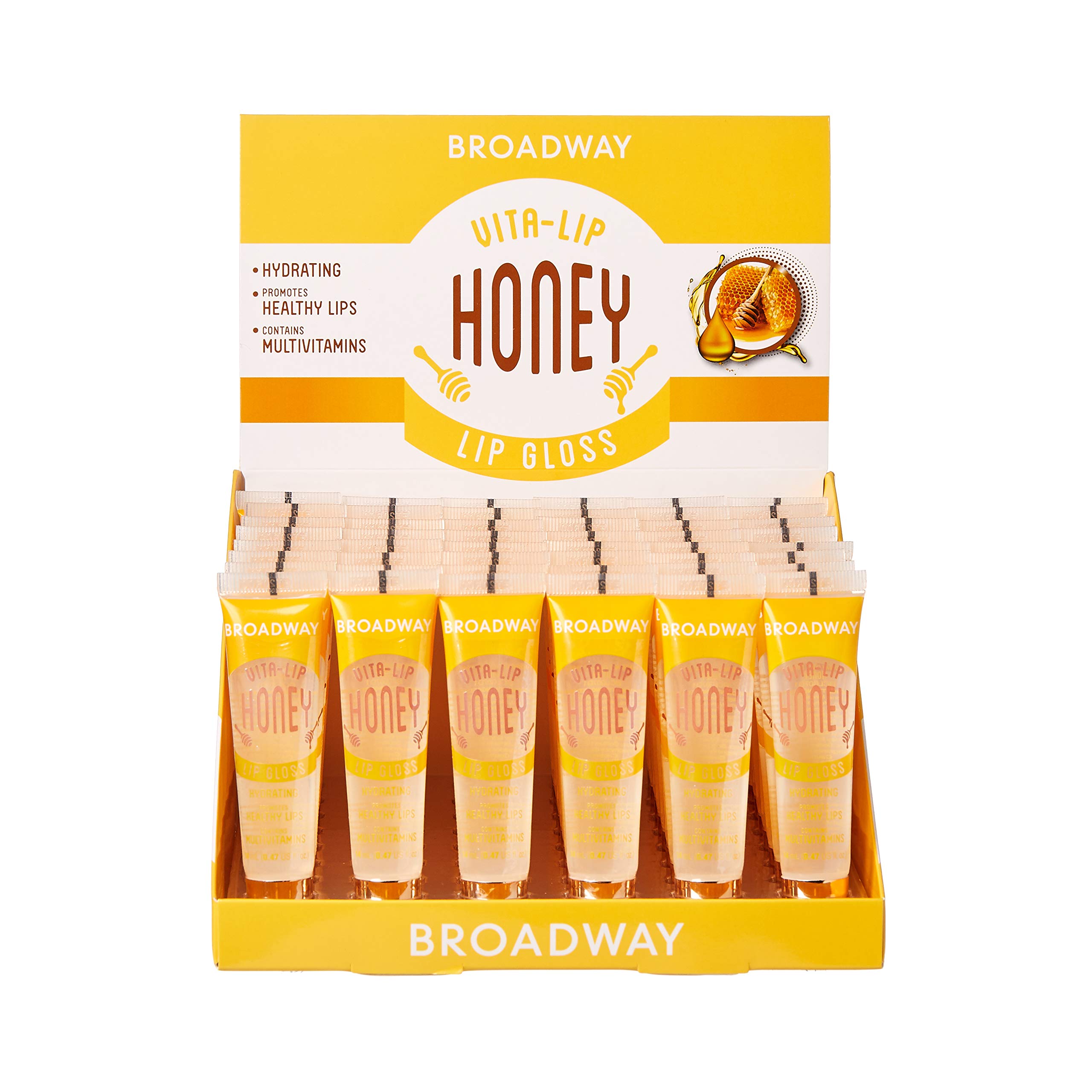 Amazon.com : Broadway Vita-Lip Clear Lip Gloss Box Display Set (Honey ...