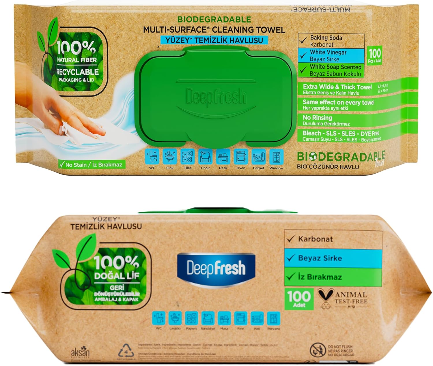 Deep Fresh BIODEGRADABLE Multi Surface Cleaning Wipes, White Soap ...