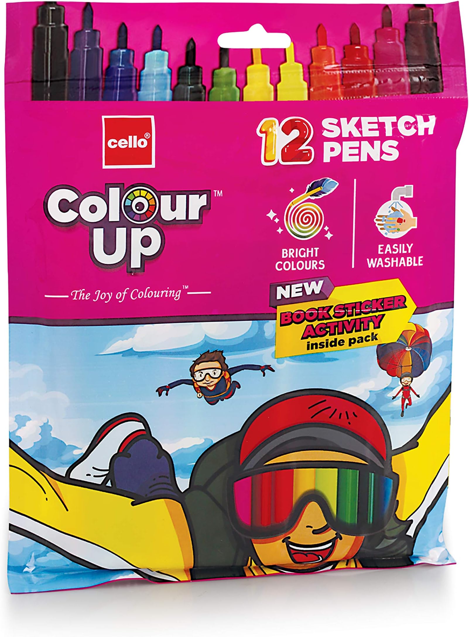 Cello ColourUp Sketch Pens - 12 Shades, Bright Sketch Pen Set for kids ...
