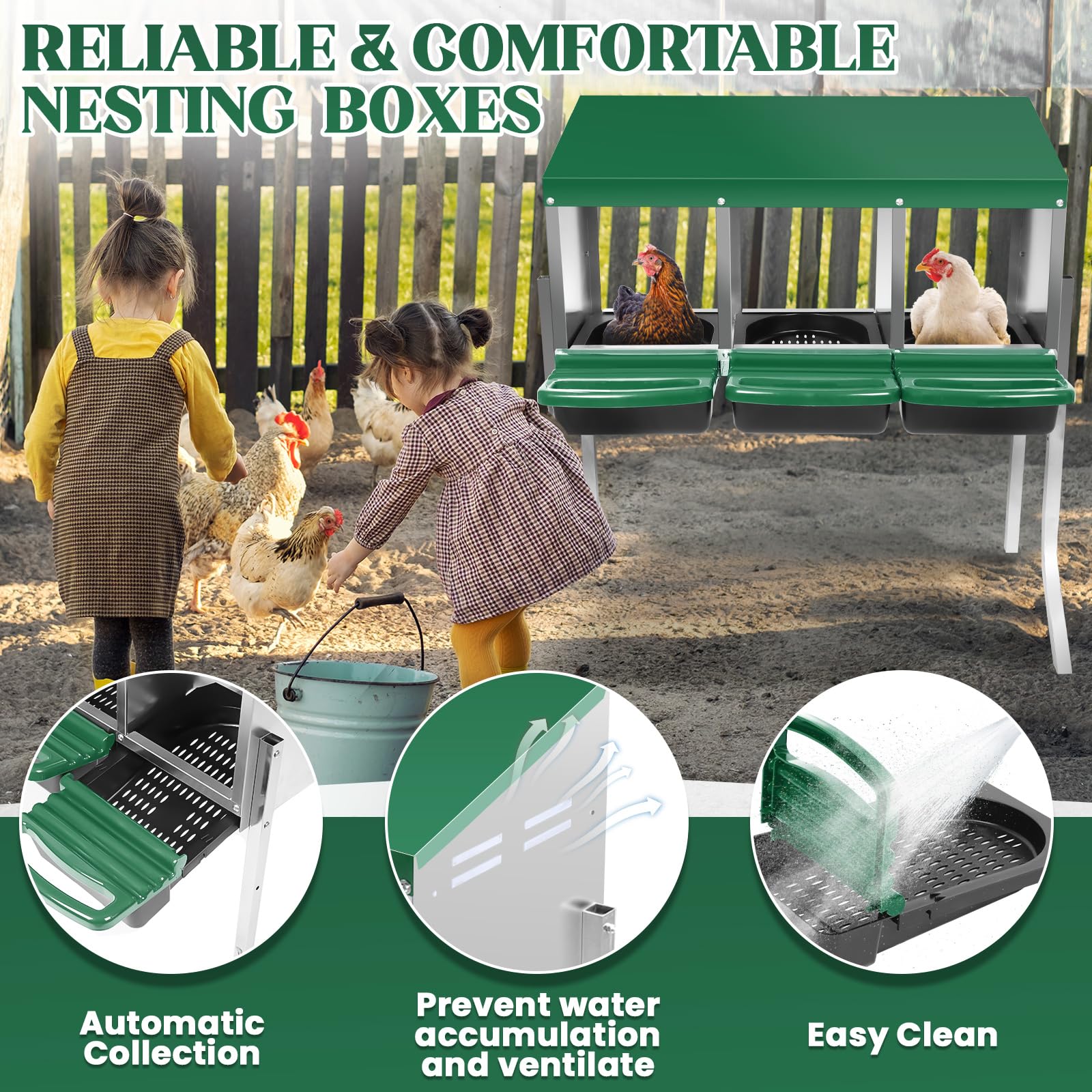 Chicken Nesting Boxes - 3 Hole Nesting Boxes for Laying Eggs ...