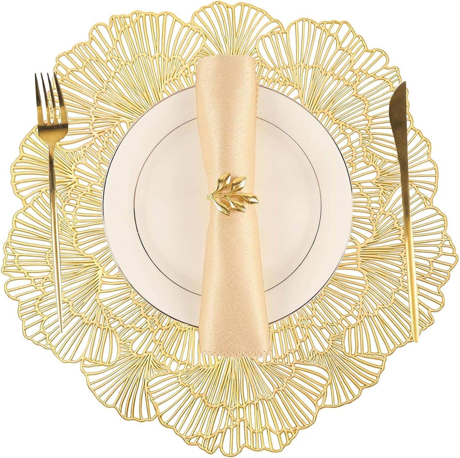 Round Gold Placemats Metallic Pressed Gold Vinyl Place Mats 3 Pcs 15 ...