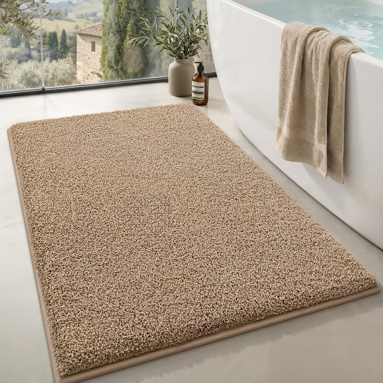 Amazon.com: Color&Geometry Ultra Soft Khaki Bathroom Rugs, Non-Slip ...
