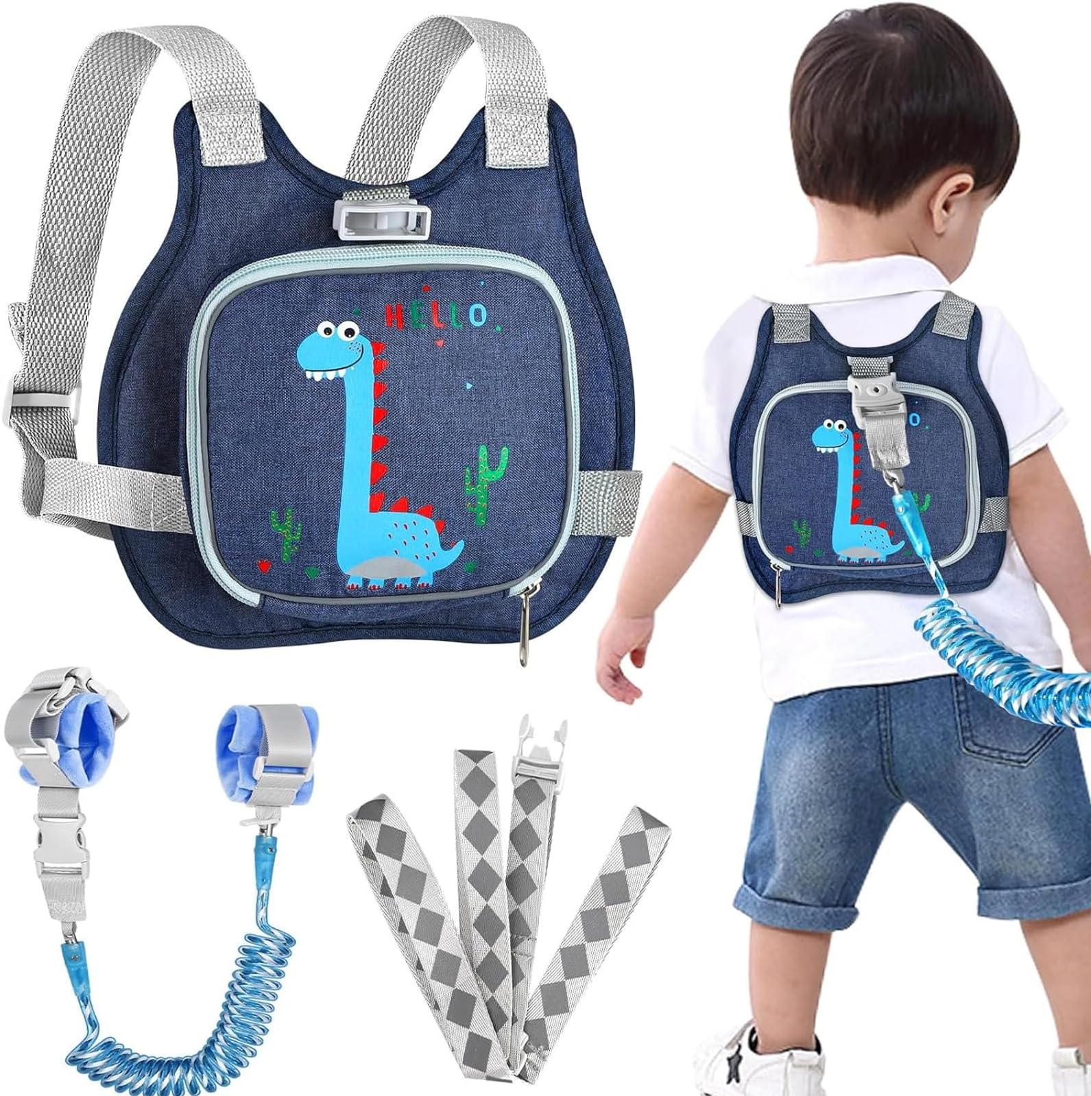 LinJie Toddler Harness Leash, Anti Lost Wrist Link,Cute Dinosaur Child ...